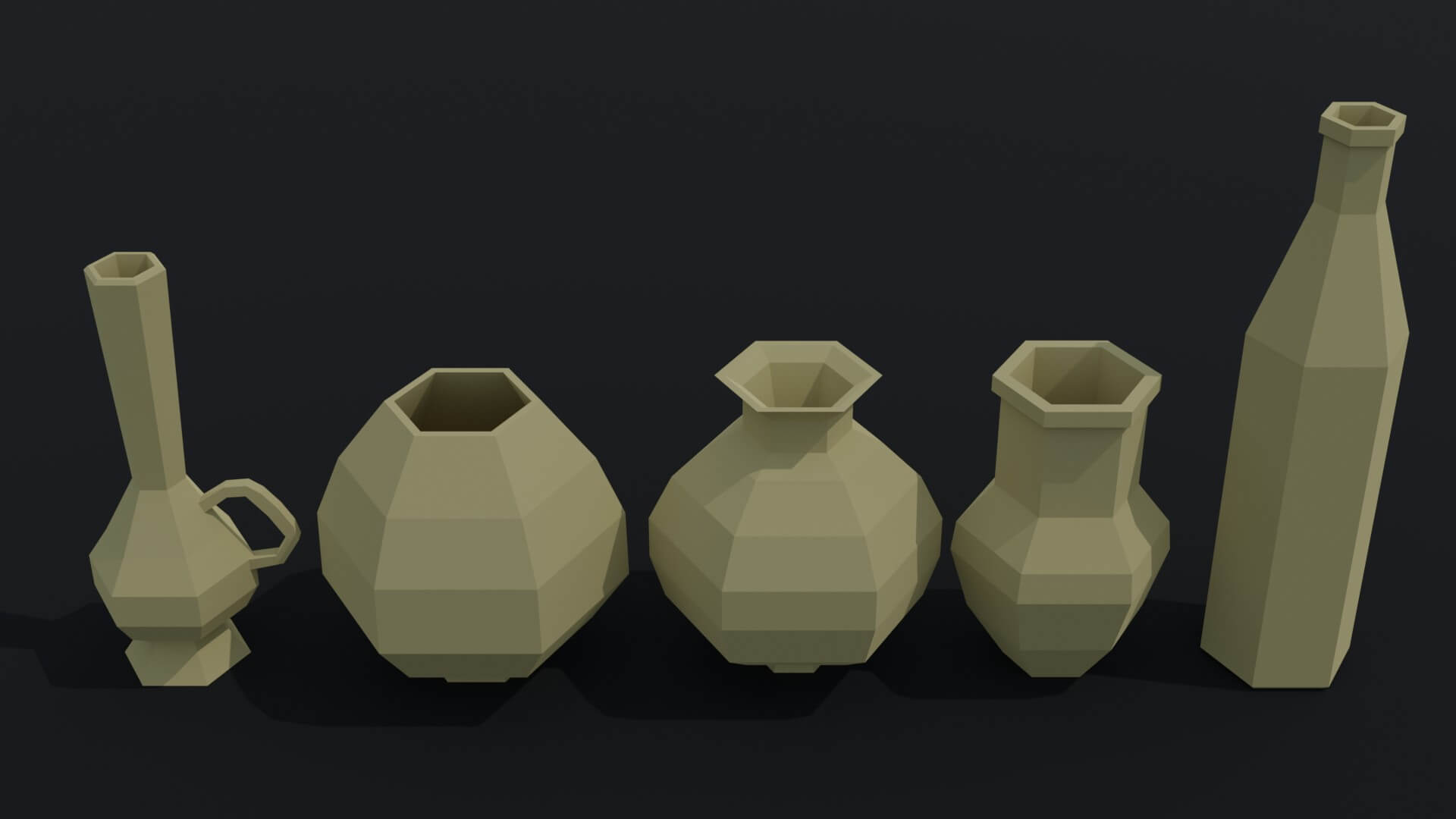 Cartoon Simple Vases Polygonal Style - 3D Model by Tykryk