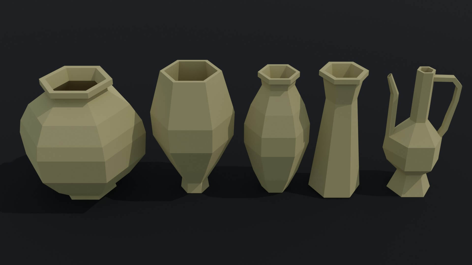 Cartoon Simple Vases Polygonal Style - 3D Model by Tykryk