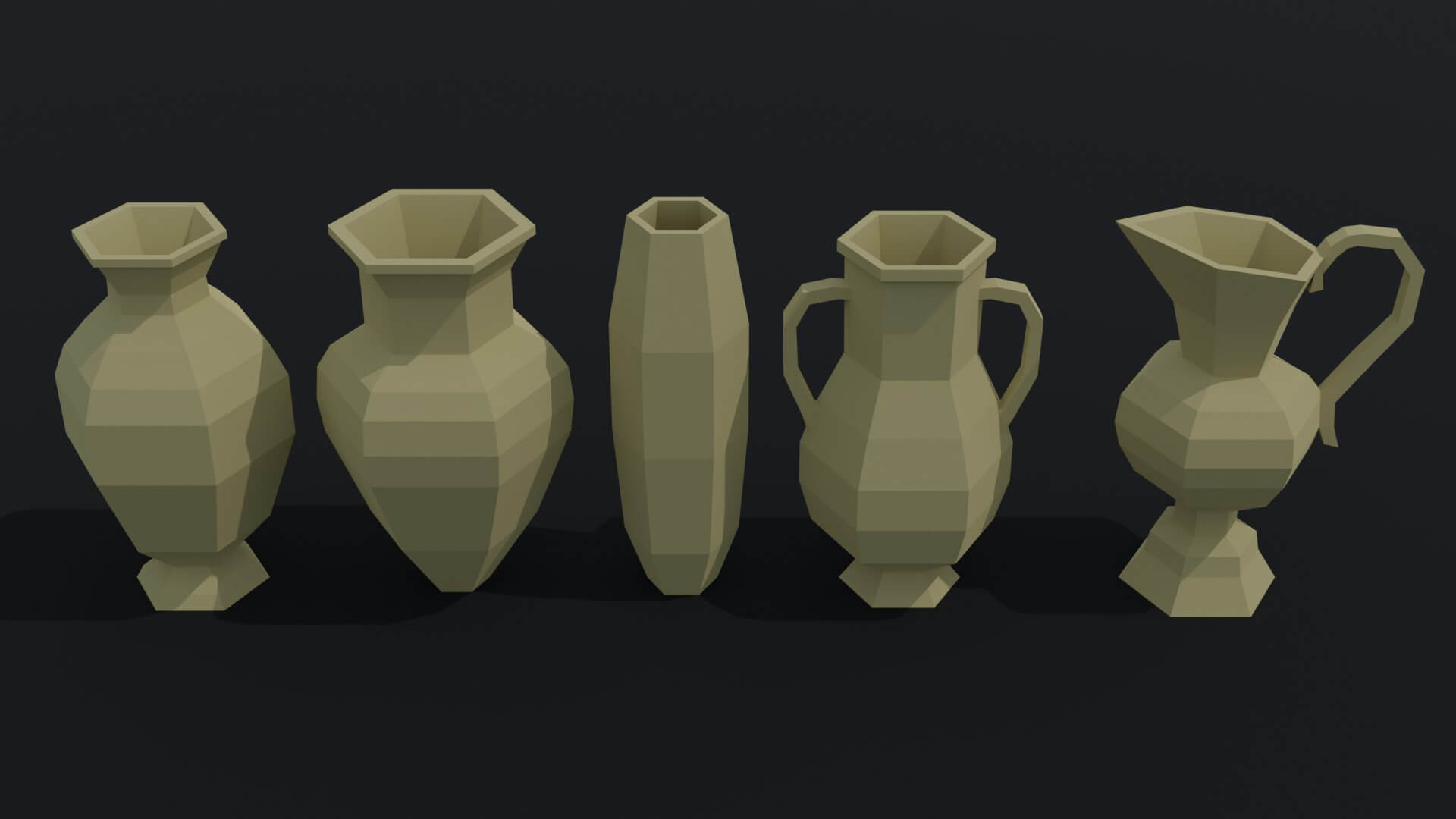 Cartoon Simple Vases Polygonal Style - 3D Model by Tykryk