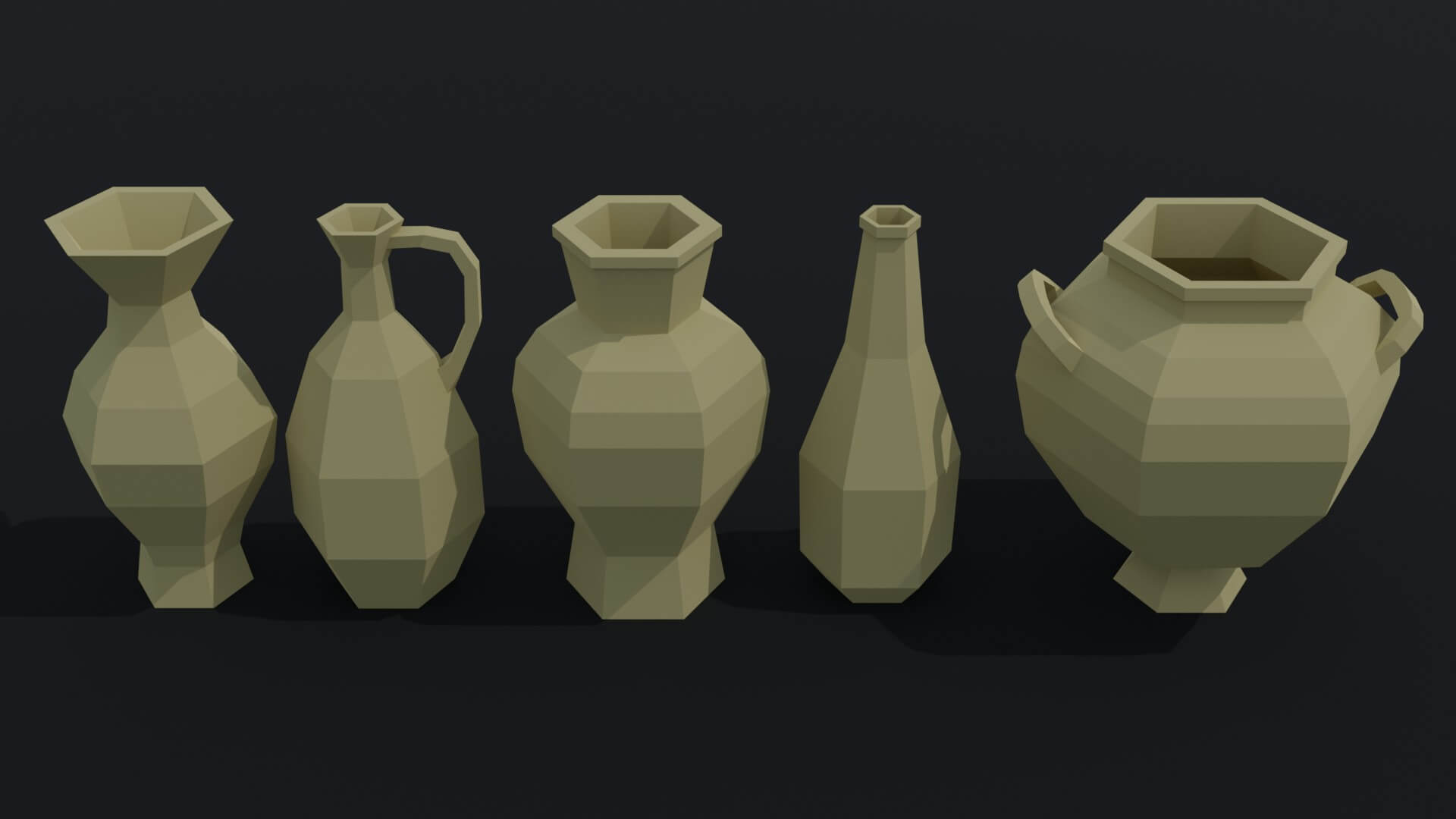 Cartoon Simple Vases Polygonal Style - 3D Model by Tykryk