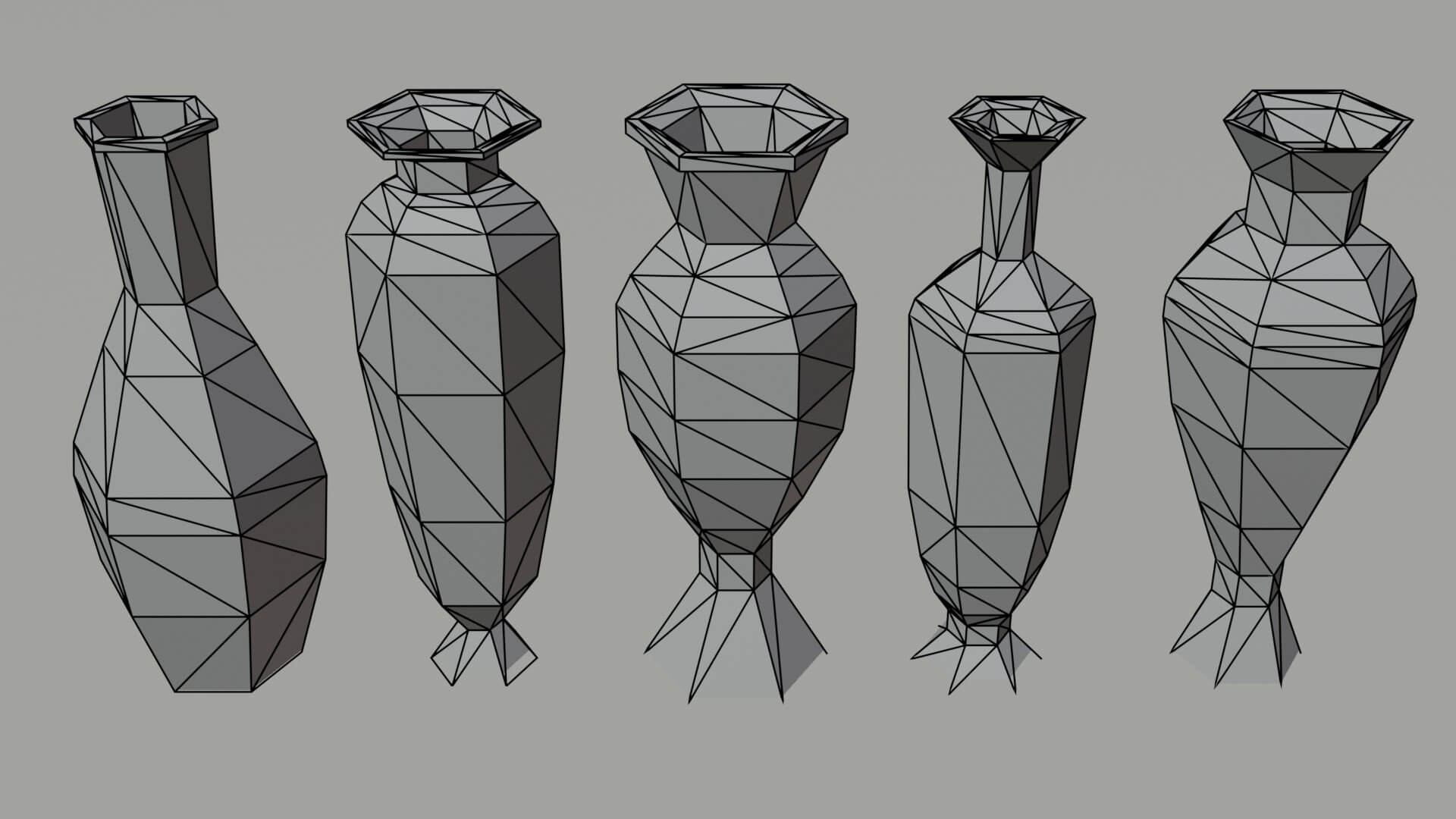 Cartoon Simple Vases Polygonal Style - 3D Model by Tykryk