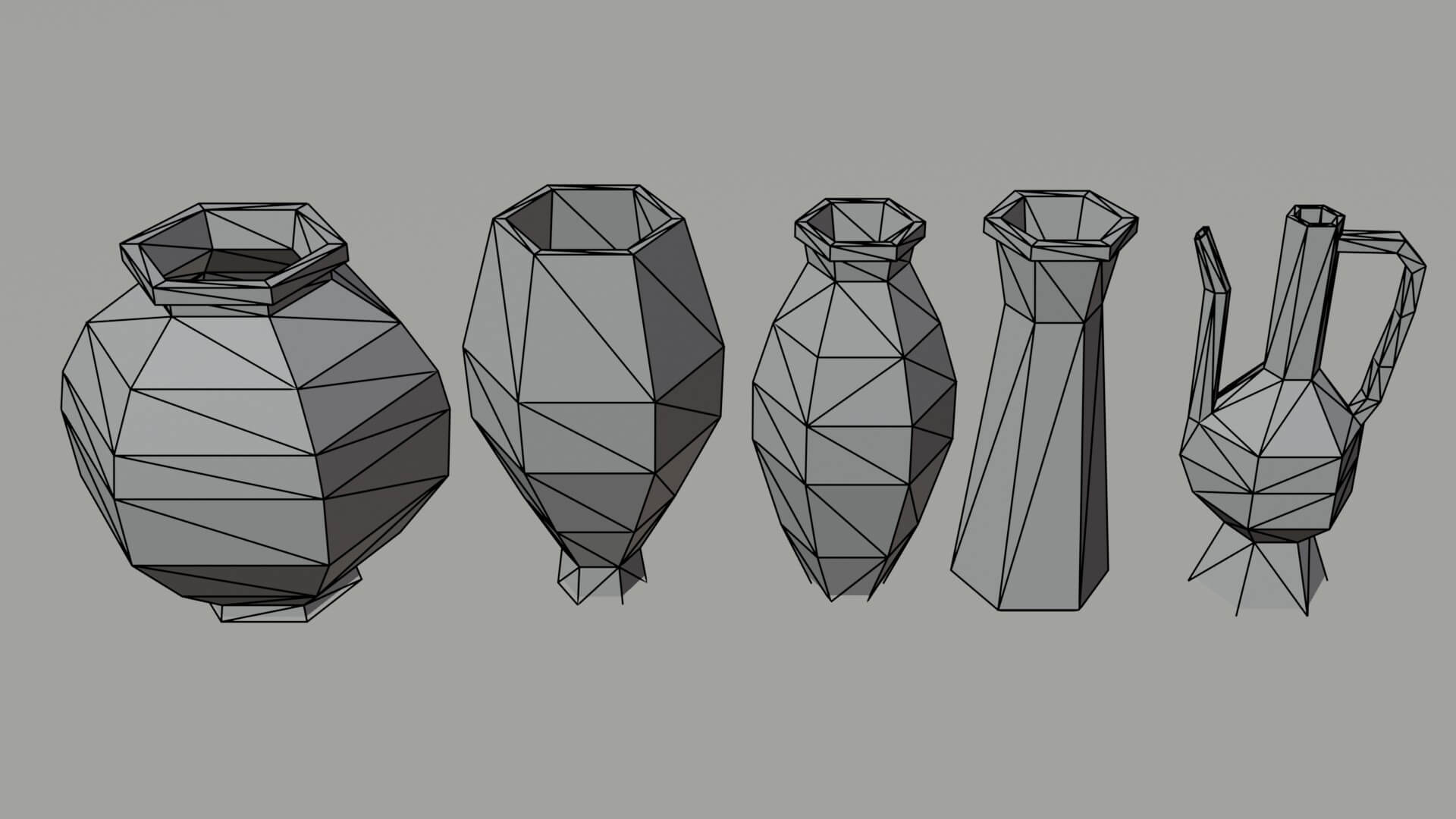 Cartoon Simple Vases Polygonal Style - 3D Model by Tykryk