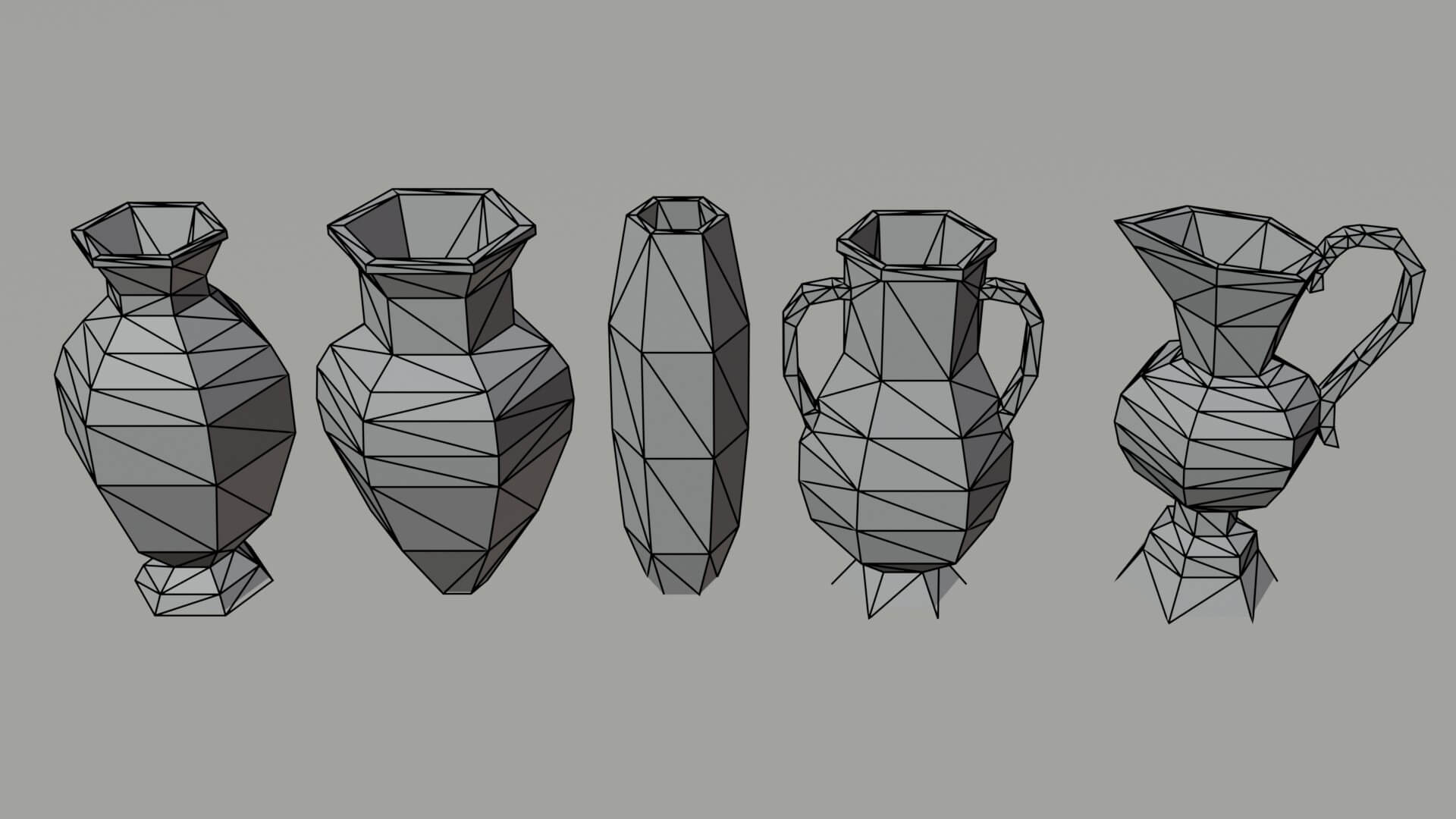 Cartoon Simple Vases Polygonal Style - 3D Model by Tykryk
