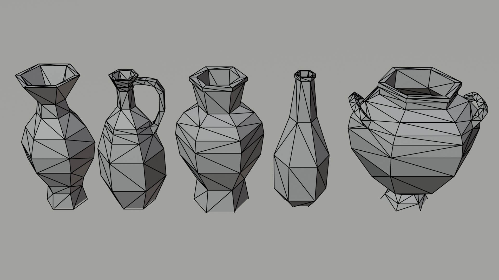 Cartoon Simple Vases Polygonal Style - 3D Model by Tykryk