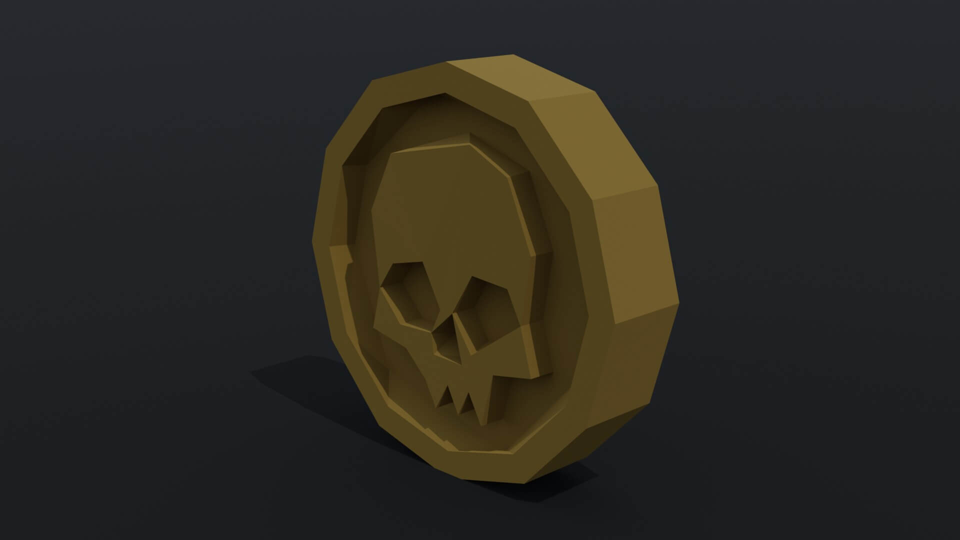 Cartoon Skull Coin Polygonal Style - 3D Model by Tykryk