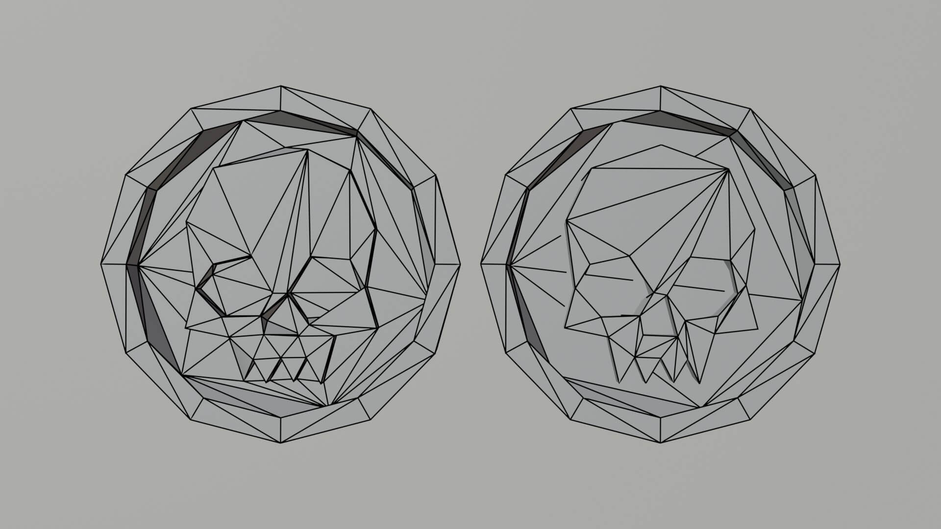 Cartoon Skull Coin Polygonal Style - 3D Model by Tykryk