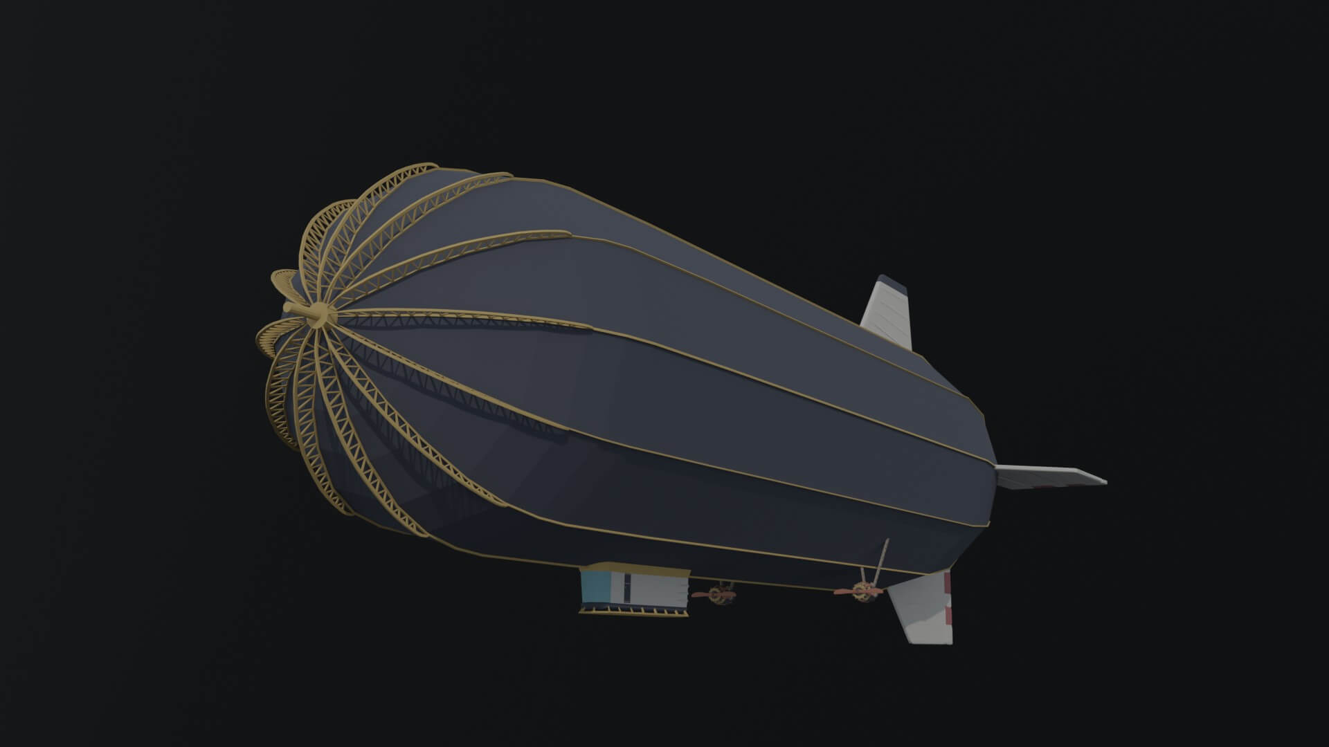 Cartoon Steampunk Dirigible Polygonal Style - 3D Model by Tykryk