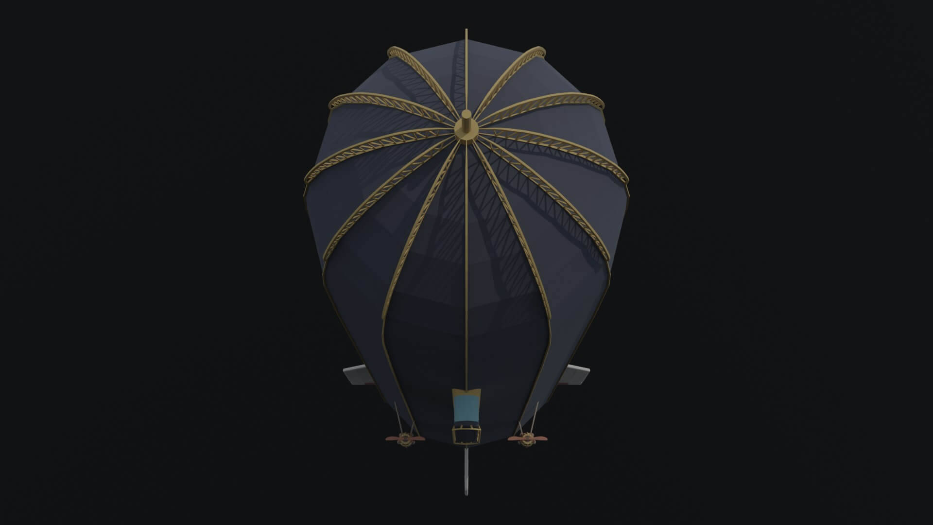Cartoon Steampunk Dirigible Polygonal Style - 3D Model by Tykryk