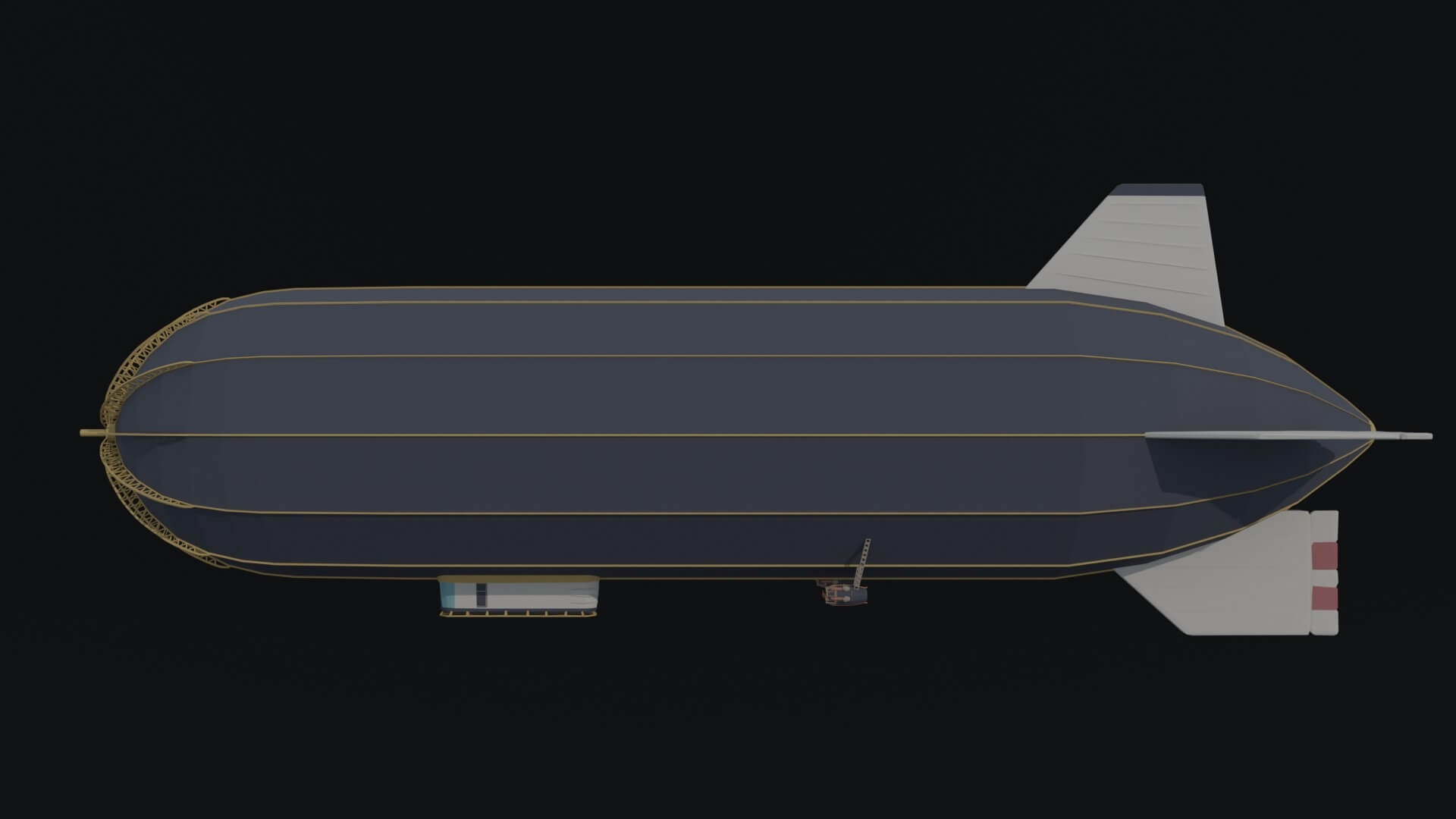 Cartoon Steampunk Dirigible Polygonal Style - 3D Model by Tykryk