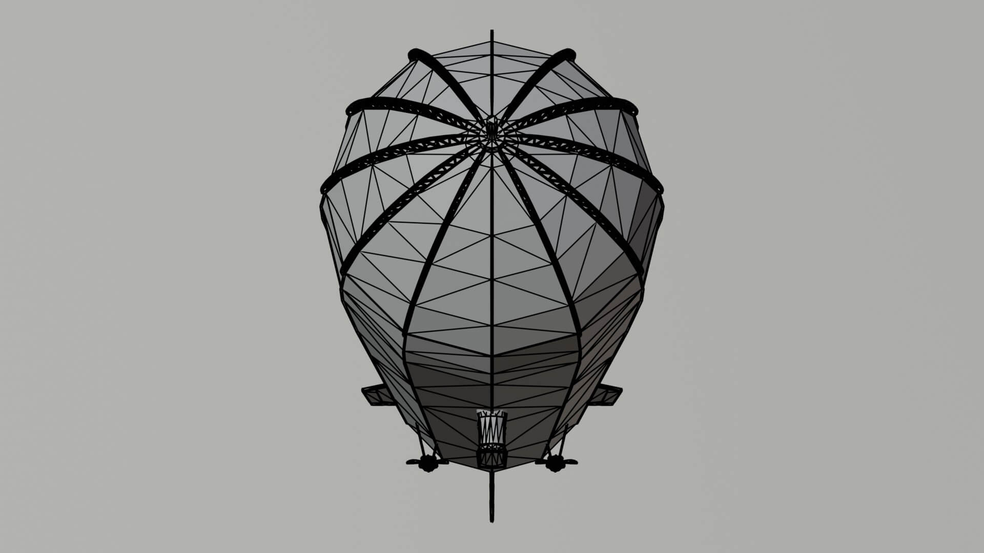 Cartoon Steampunk Dirigible Polygonal Style - 3D Model by Tykryk