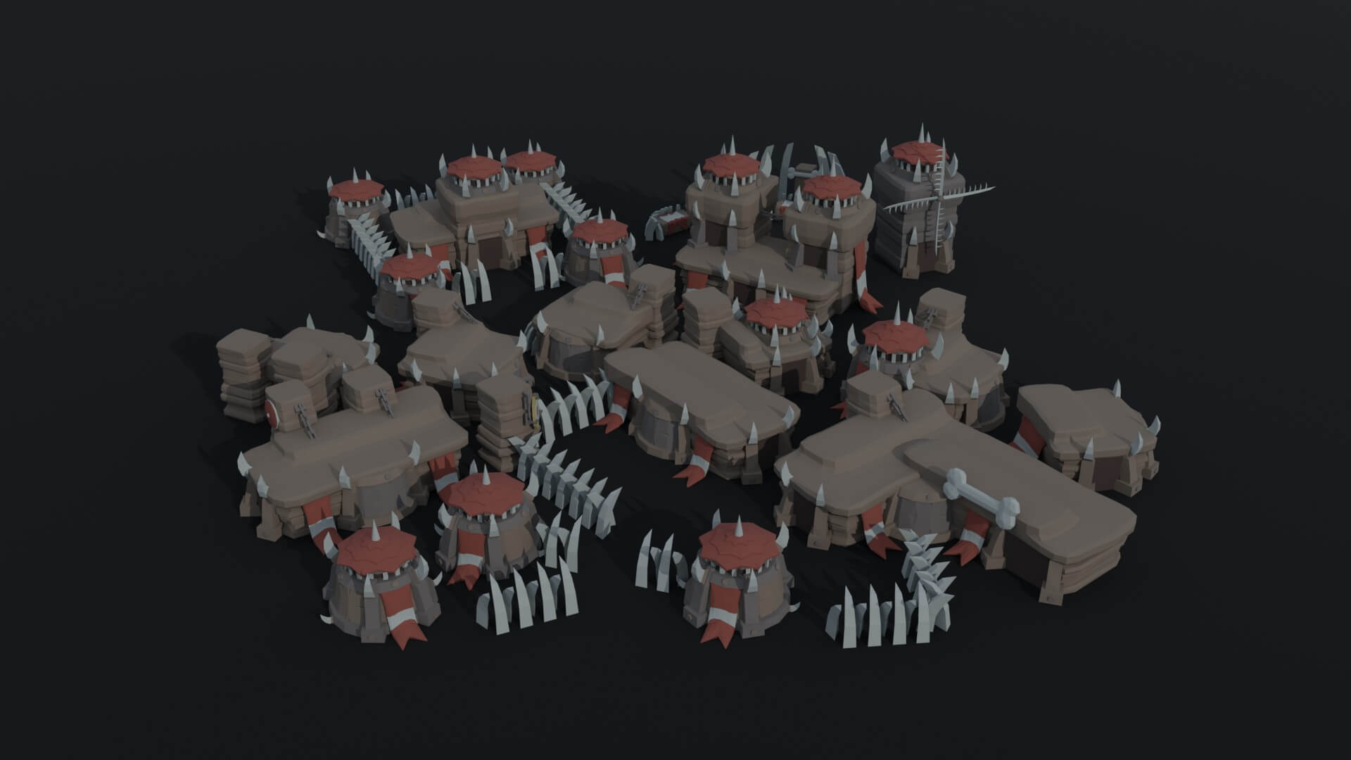 Cartoon Orcs City Asset Polygonal Style - 3D Model by Tykryk