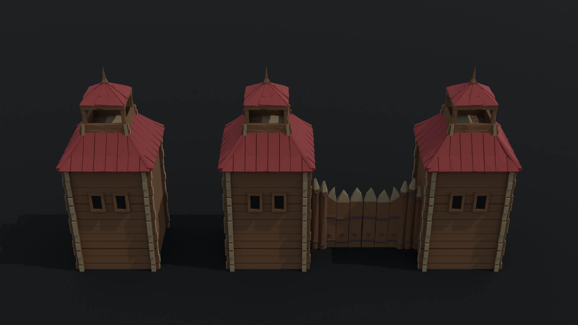 Cartoon Wooden Fortification Polygonal Style - 3D Model by Tykryk