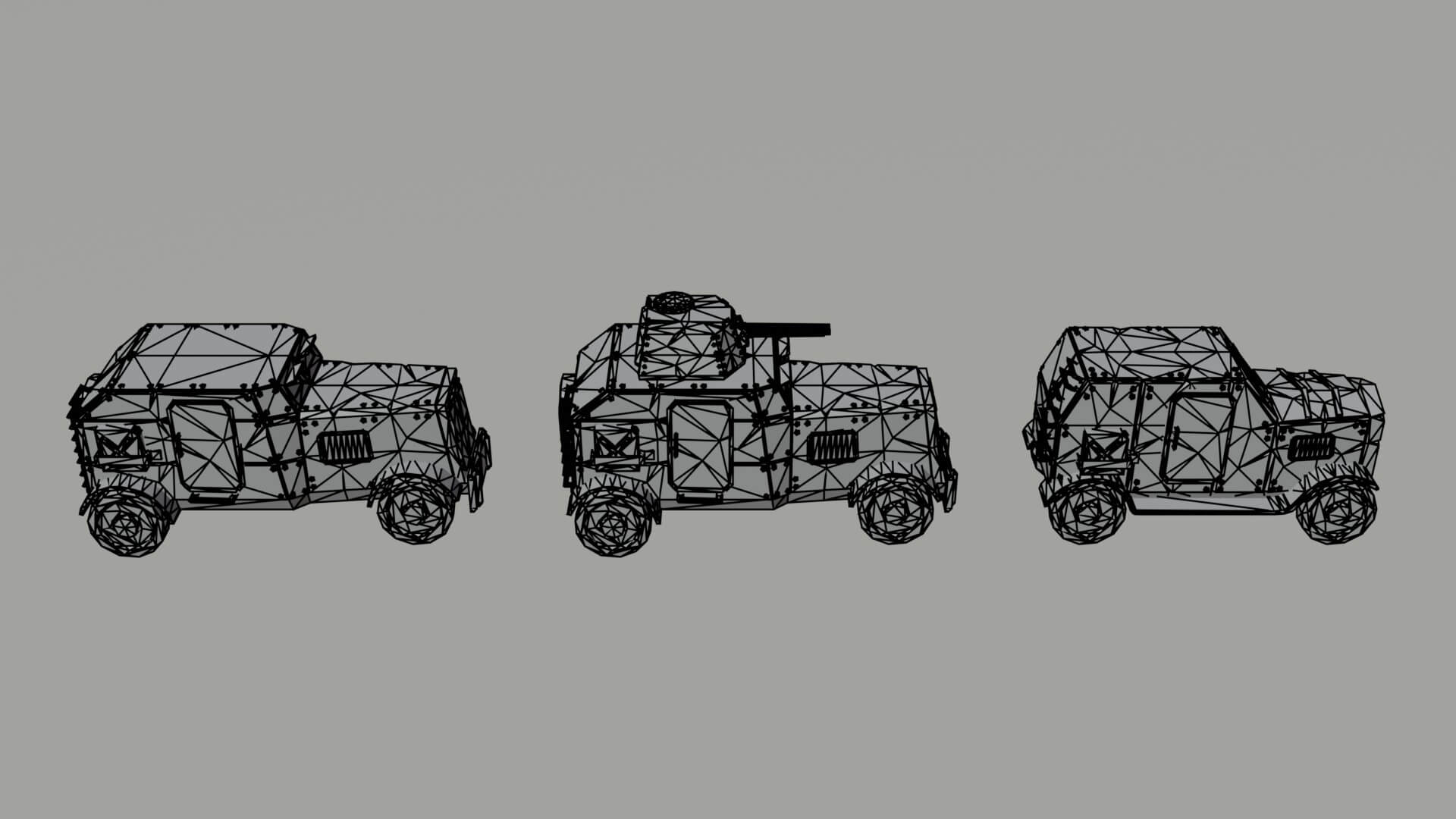 Cartoon Dieselpunk Armored Cars Polygonal Style - 3D Model by Tykryk