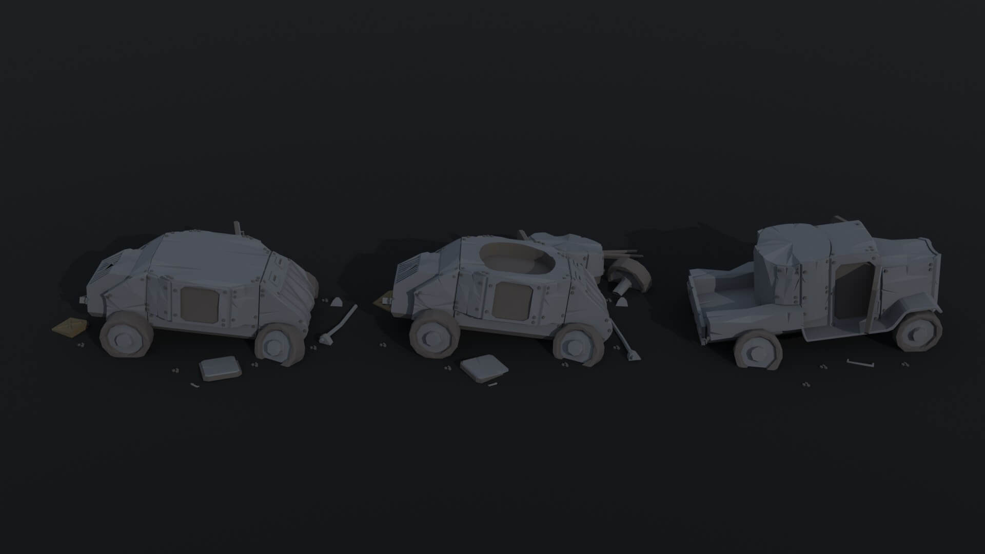 Polygonal Decorative Cartoon Armored Car KIT2 - 3D Model by Tykryk