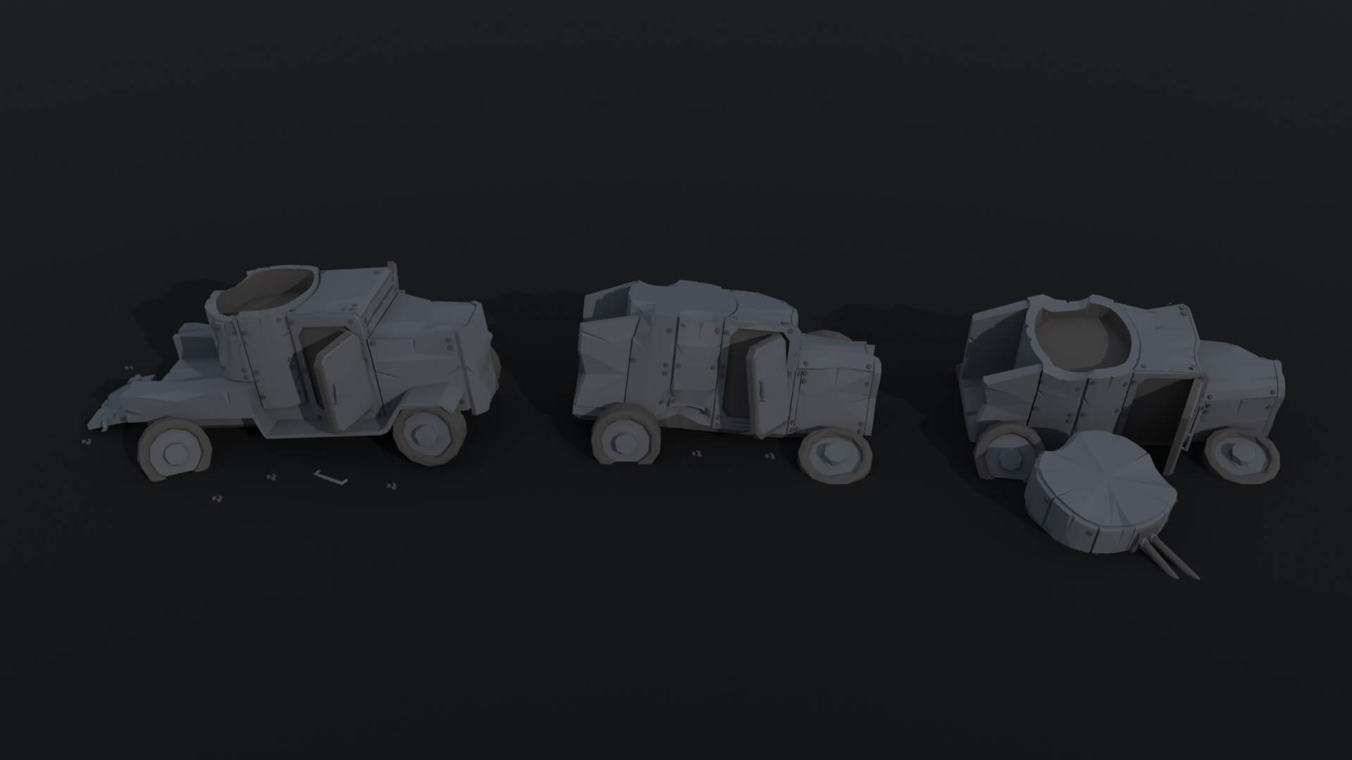 Polygonal Decorative Cartoon Armored Car KIT2 - 3D Model by Tykryk