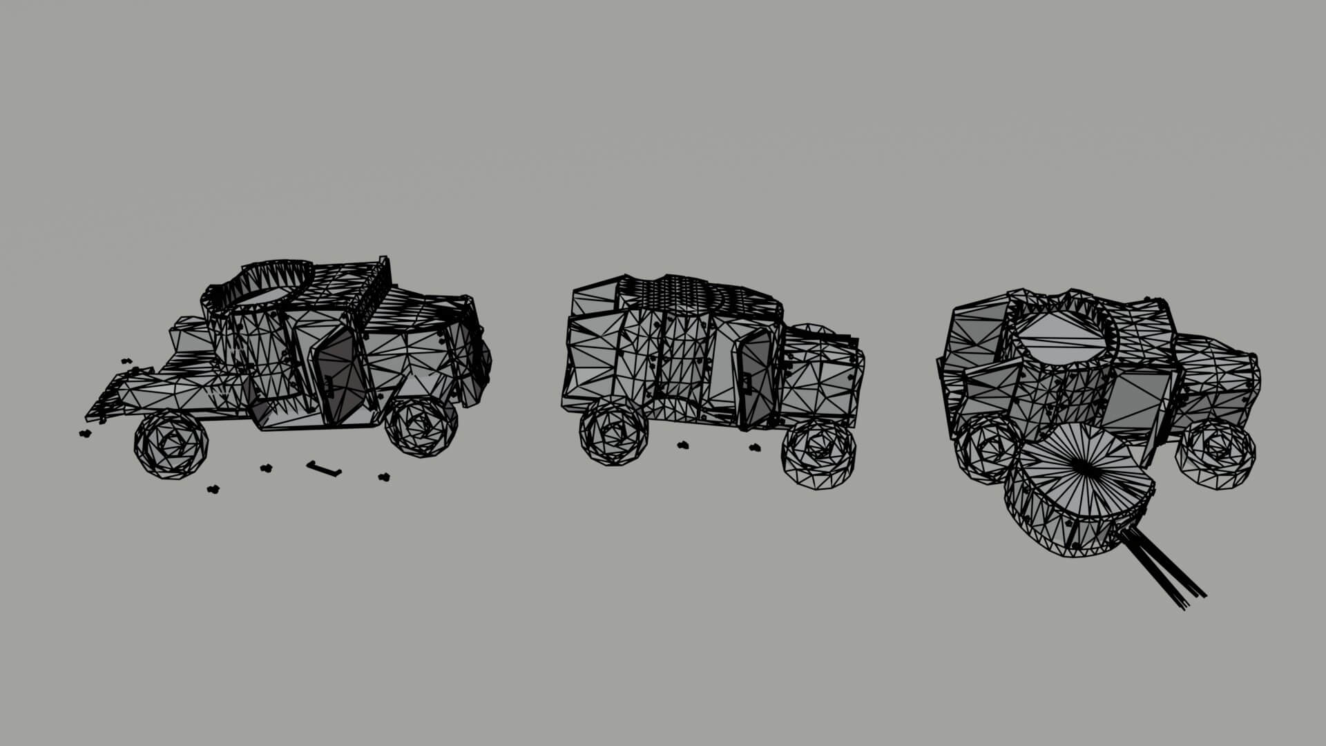 Polygonal Decorative Cartoon Armored Car KIT2 - 3D Model by Tykryk