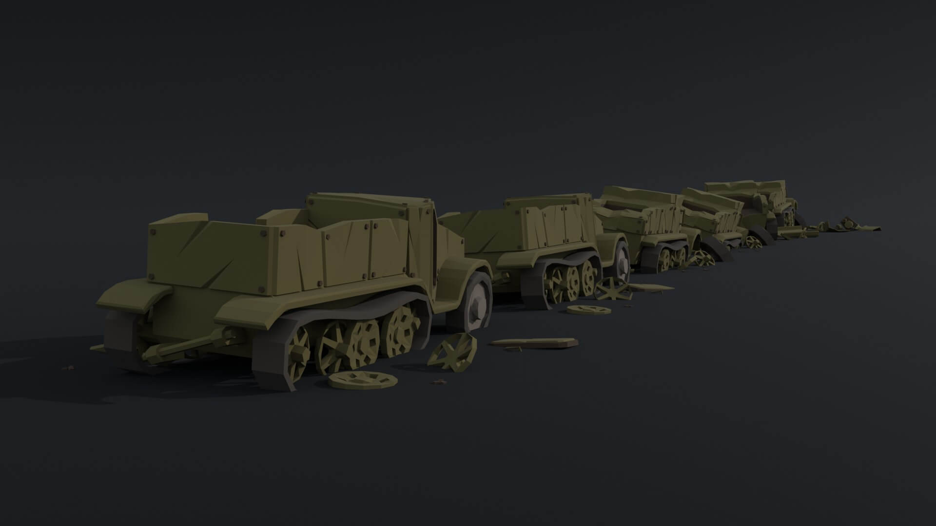 Cartoon Dieselpunk Armored Cars 2 Polygonal Style - 3D Model by Tykryk
