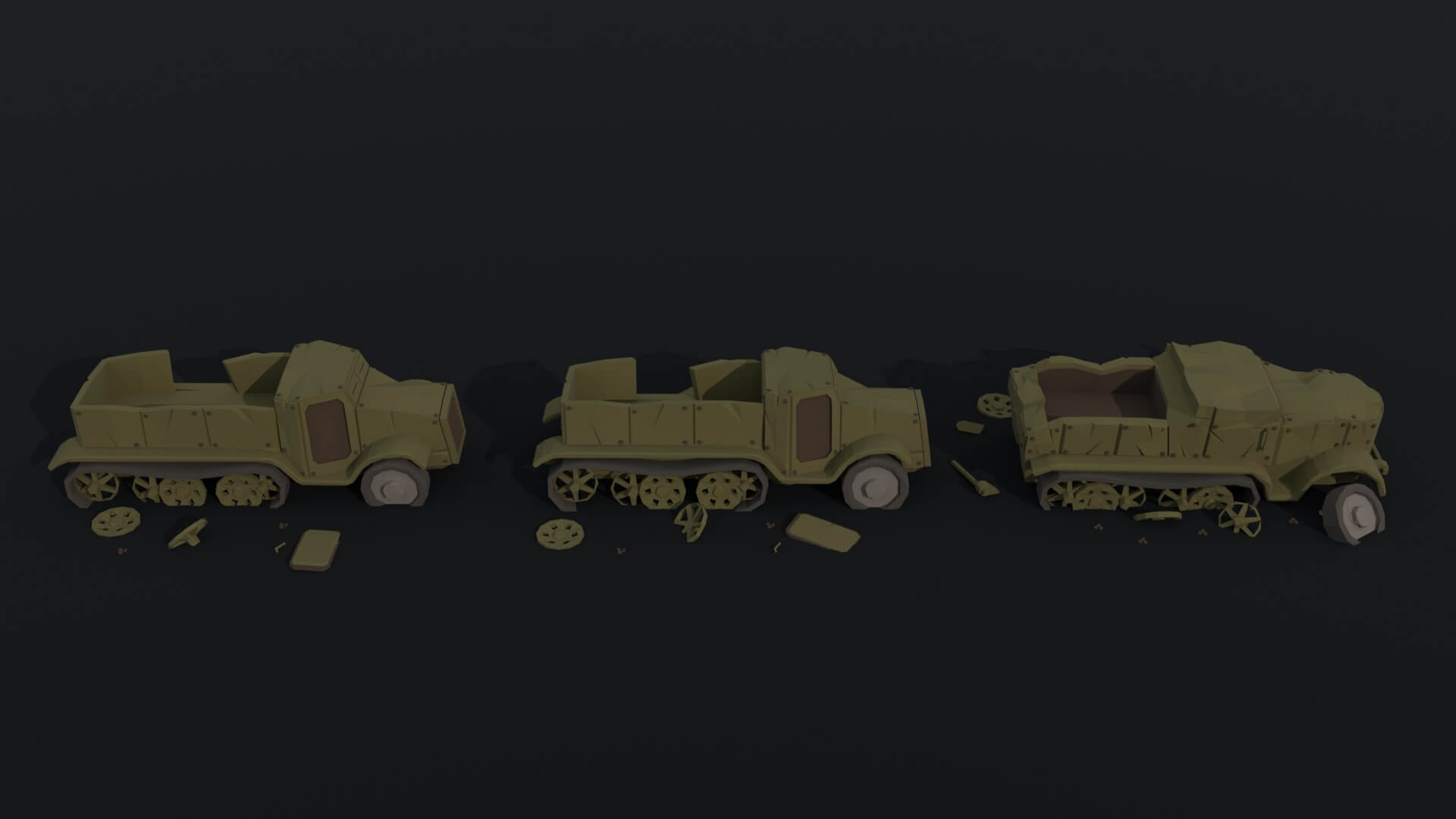 Cartoon Dieselpunk Armored Cars 2 Polygonal Style - 3D Model by Tykryk