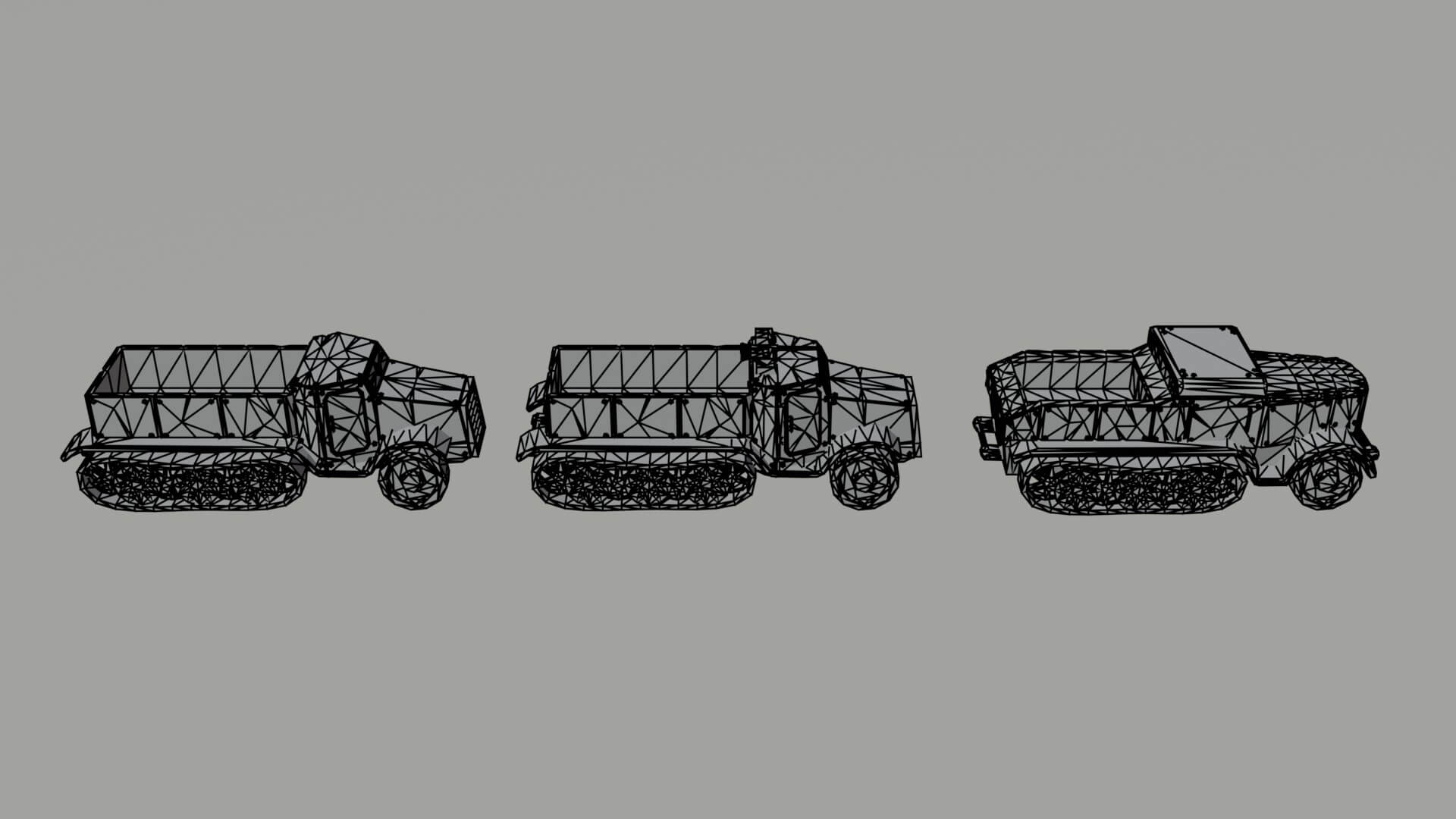 Cartoon Dieselpunk Armored Cars 2 Polygonal Style - 3D Model by Tykryk