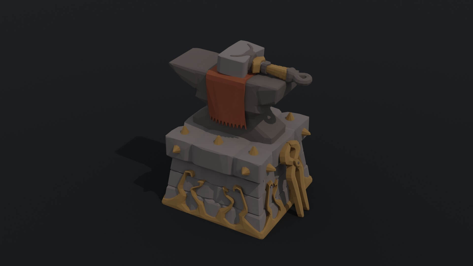 Cartoon fantasy anvil Polygonal Style 3D Render by Tykryk