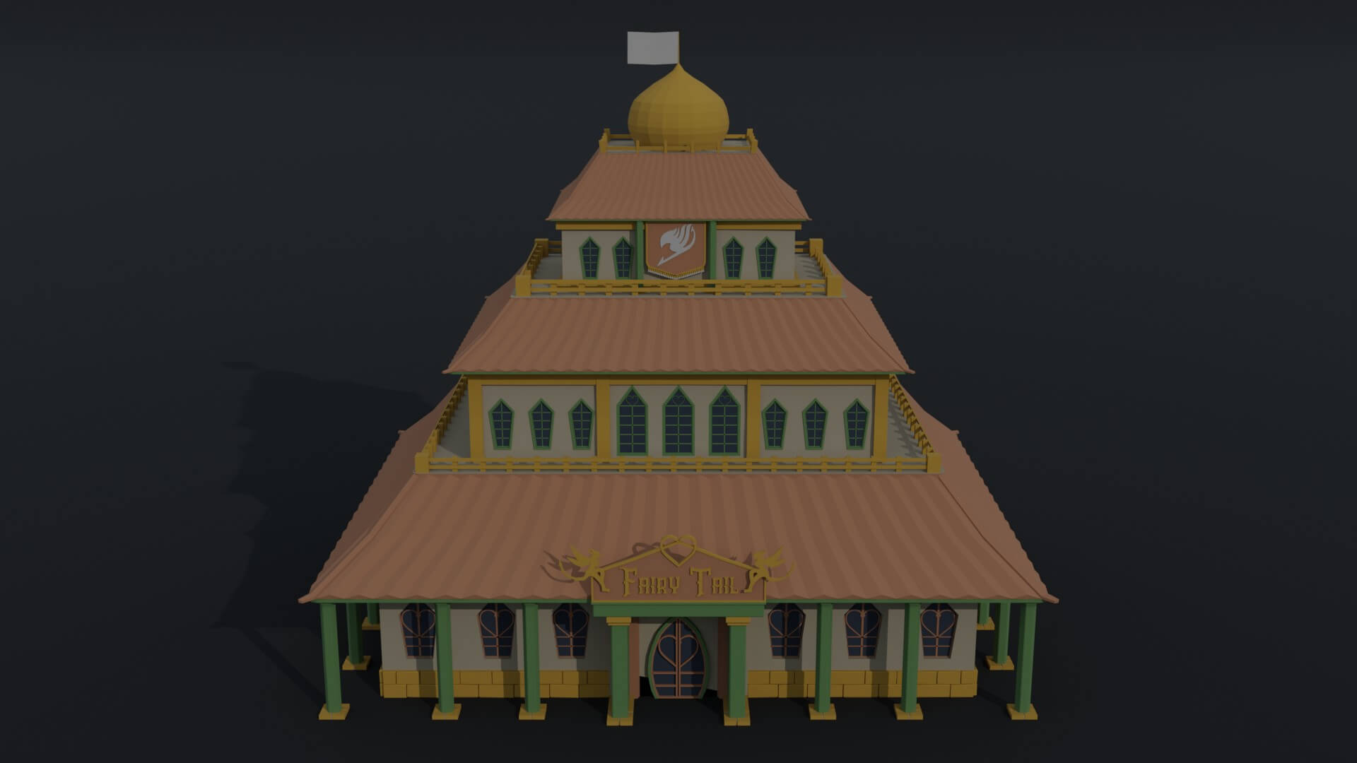 Cartoon Fairy Tail Guild Building Polygonal Style - 3D Model by Tykryk
