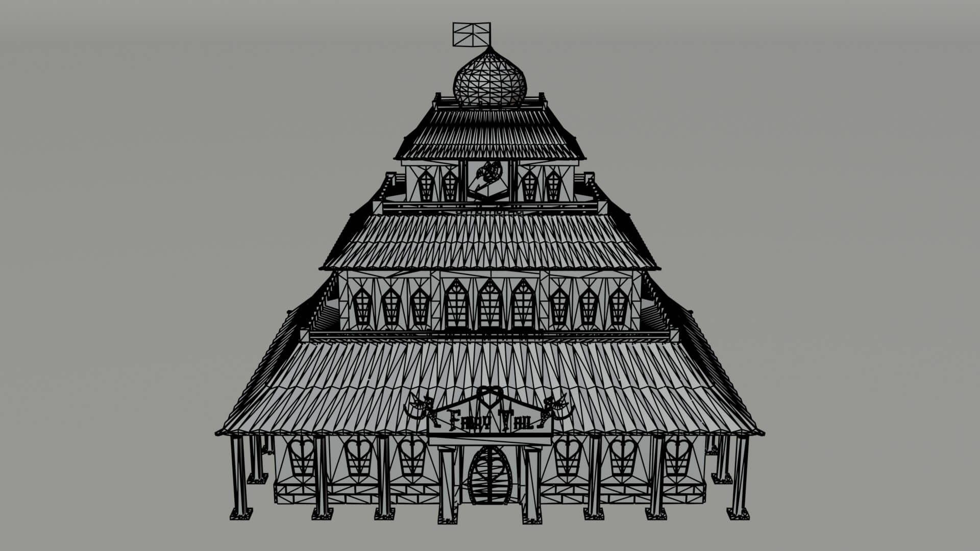 Cartoon Fairy Tail Guild Building Polygonal Style - 3D Model by Tykryk