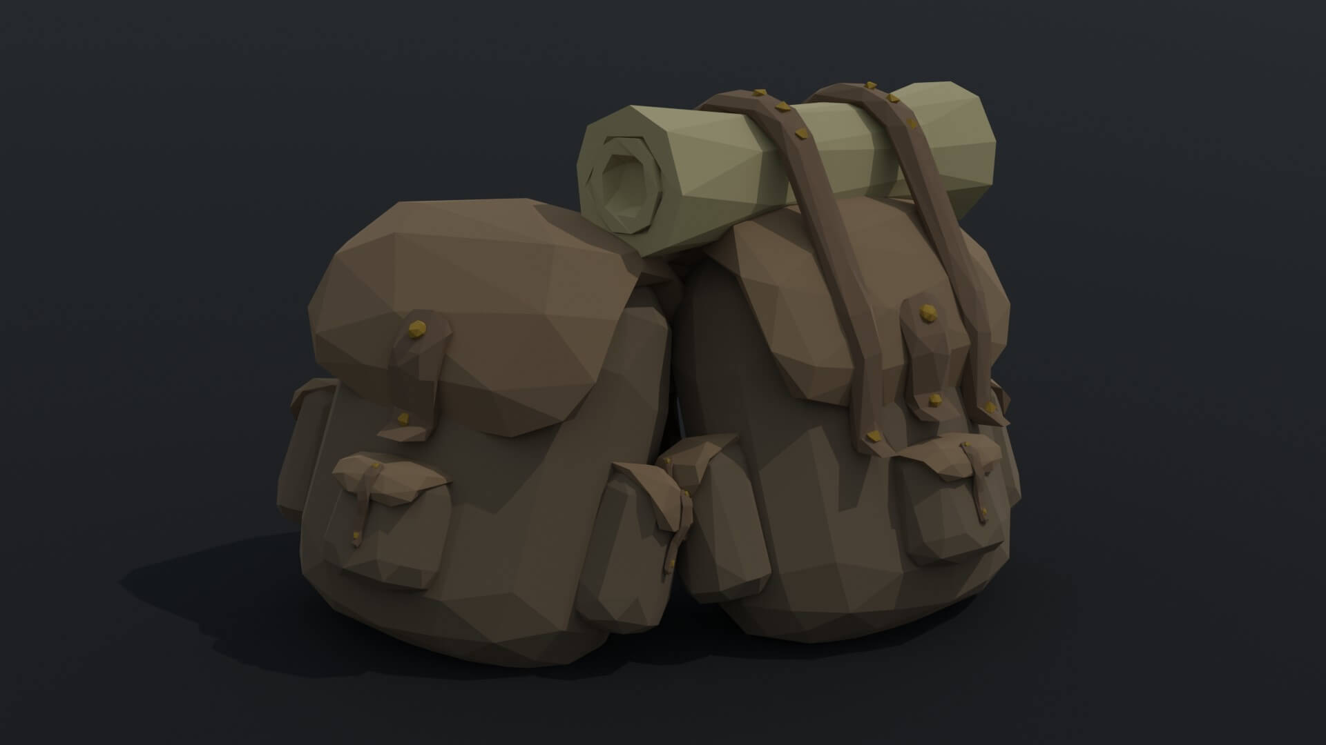 Cartoon Fantasy Backpack Polygonal Style - 3D Model by Tykryk