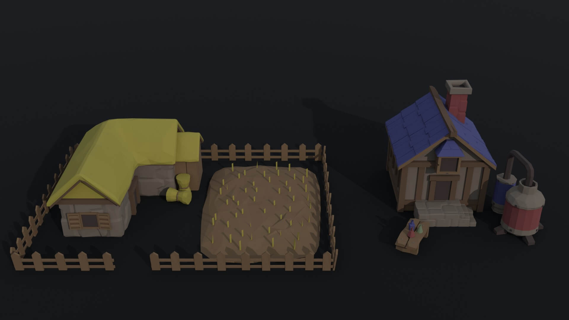 Cartoon Fantasy City Buildings Polygonal Style - 3D Model by Tykryk