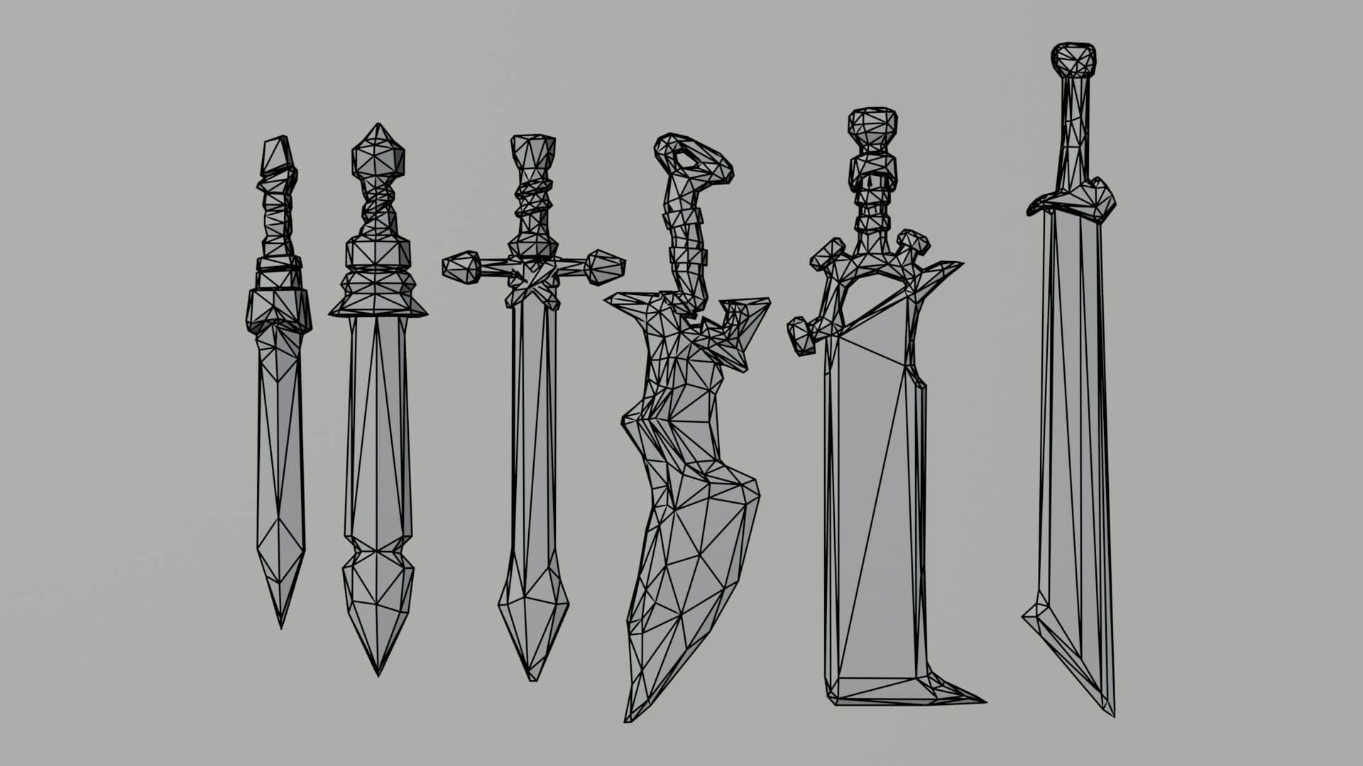 Cartoon Swords and Shileds Polygonal Style - 3D Model by Tykryk