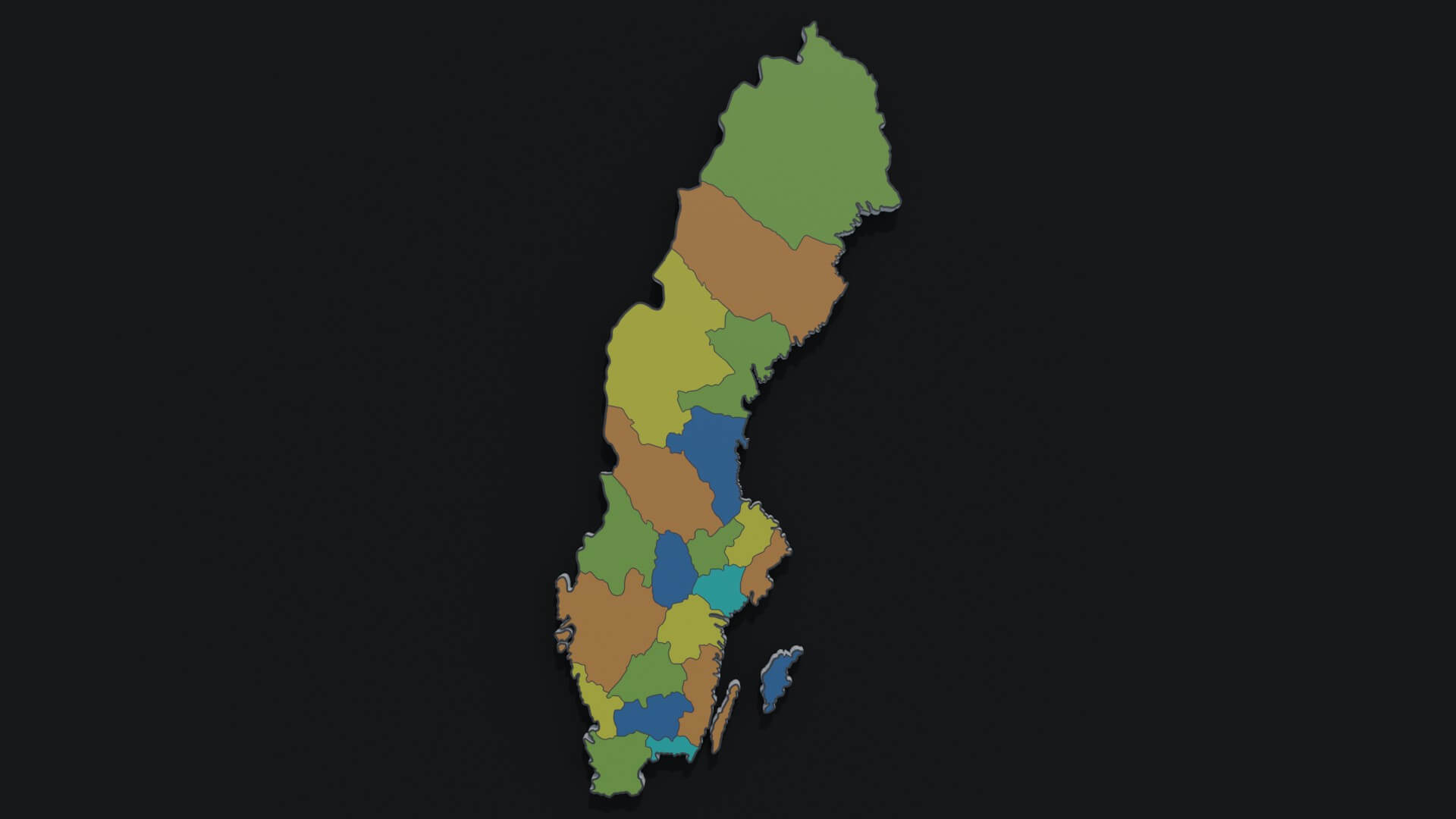 Political Map of Sweden - 3D Model by Tykryk