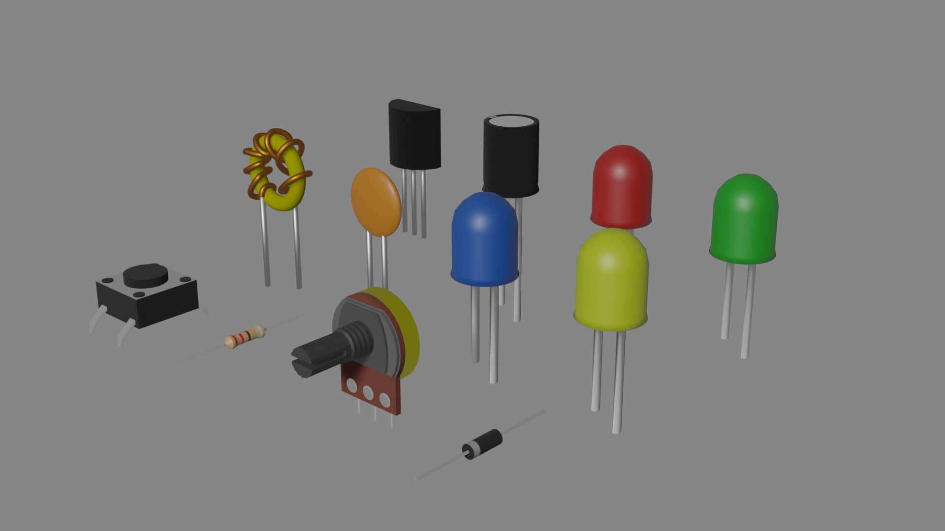 Electronic Components - Free 3D Model by Tyuris99