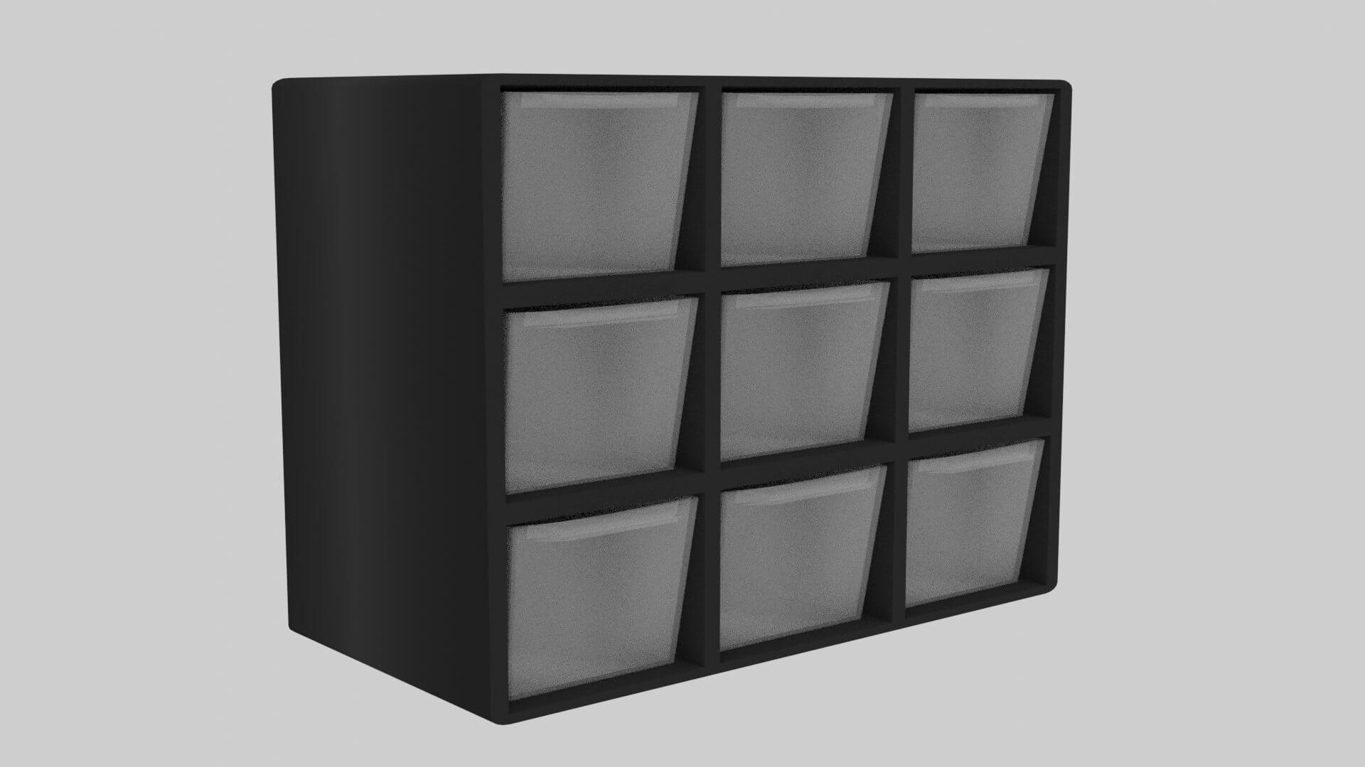 Organizer Box With 9 Drawers - Free 3D Model by Tyuris99