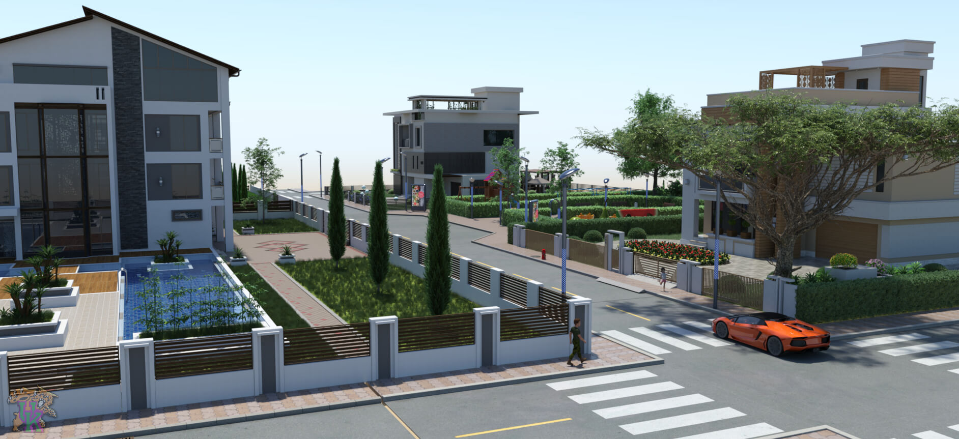 Village Road... 3D Render, Digital Art by UdoK