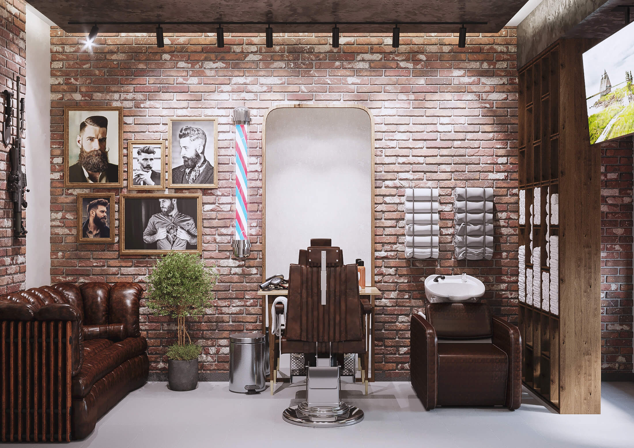 Barber Shop Interior Design - 3D Model by UM arch