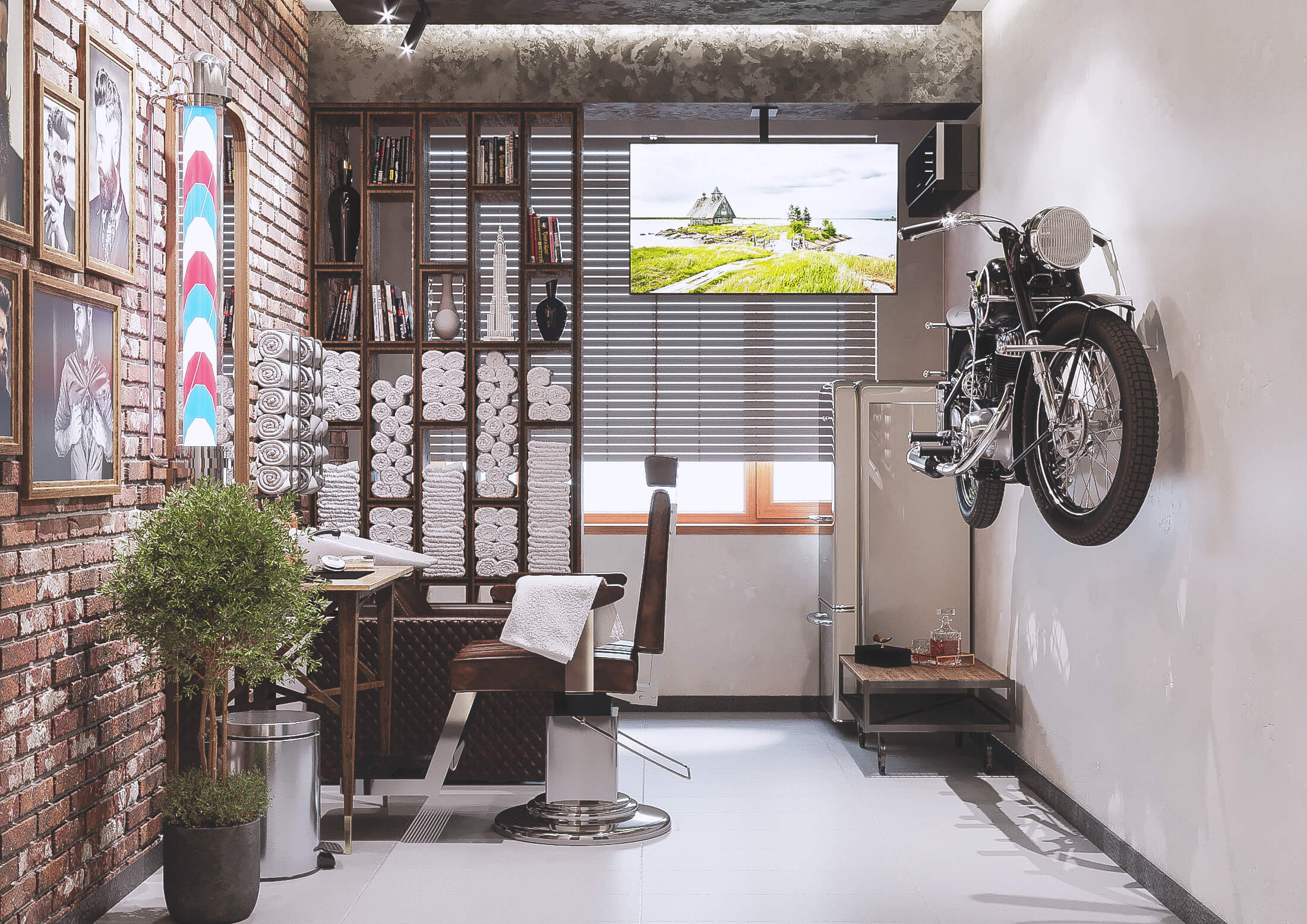 Barber Shop Interior Design - 3D Model by UM arch