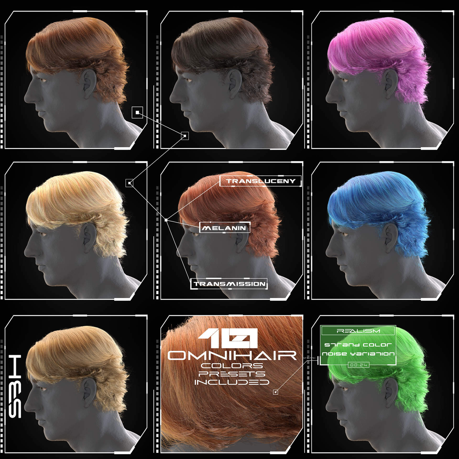 Curtains Hair and Baseball Cap for Genesis 9 - Daz Content by Uncanny Valet