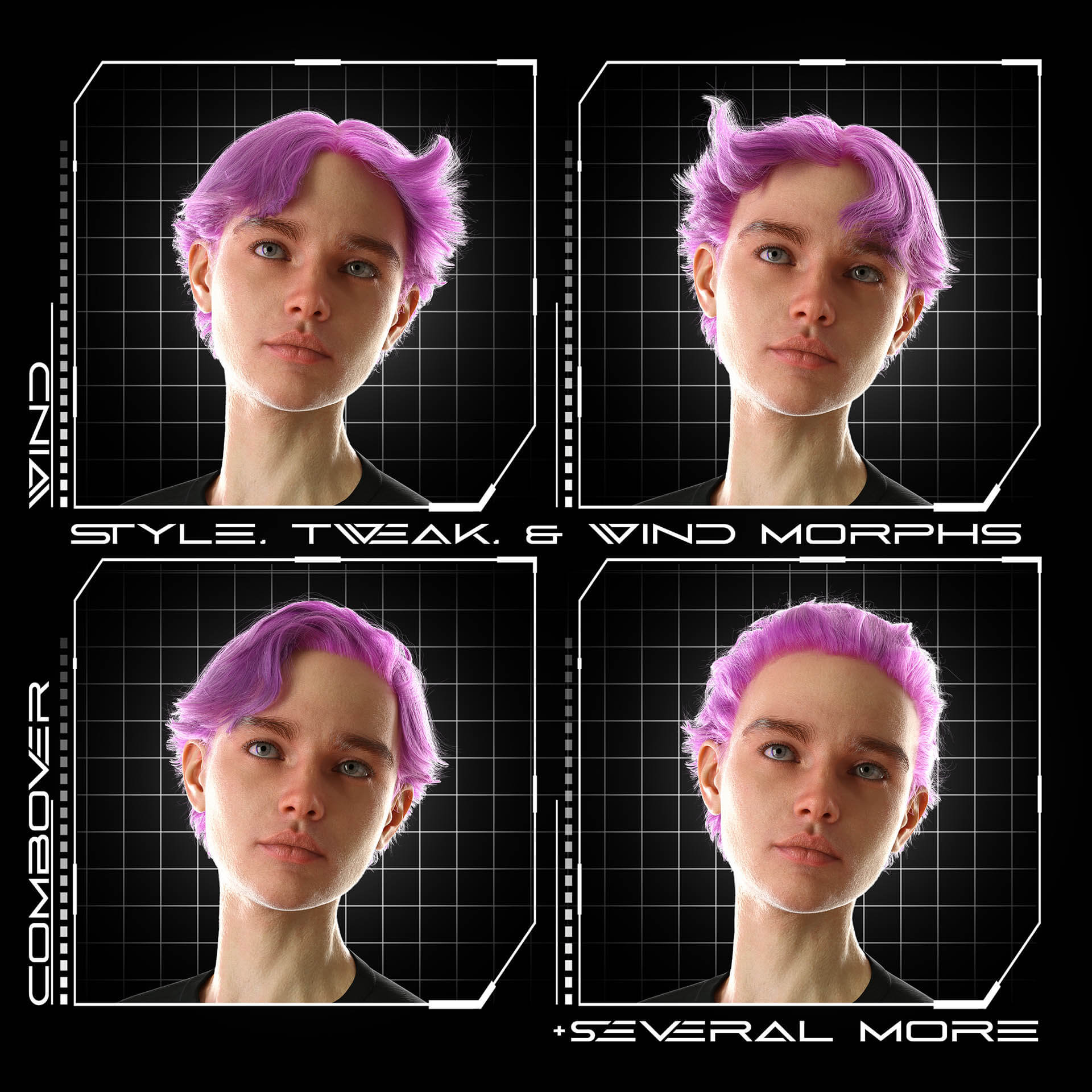 Curtains Hair and Baseball Cap for Genesis 9 - Daz Content by Uncanny Valet