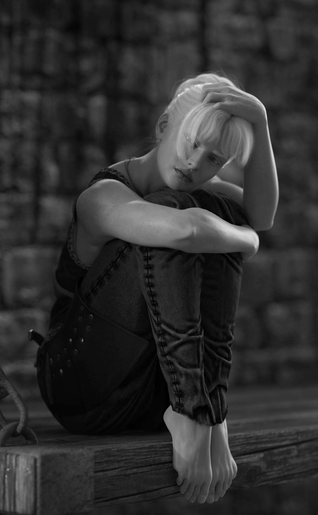 Beauty in Greyscale 3D Render | RenderHub Gallery