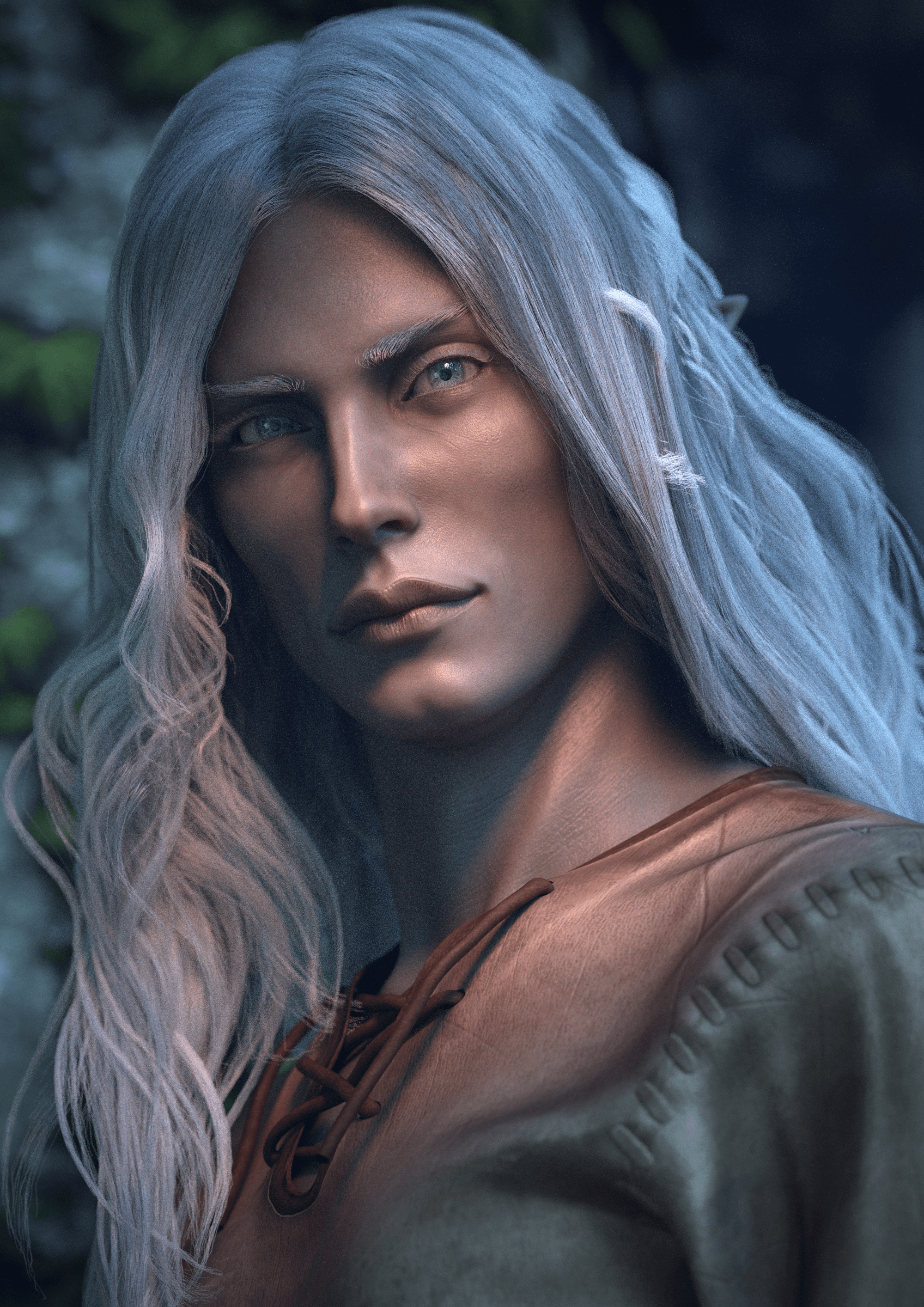 Handsome grey elf. 3D Render, Digital Art by undeadcrabb