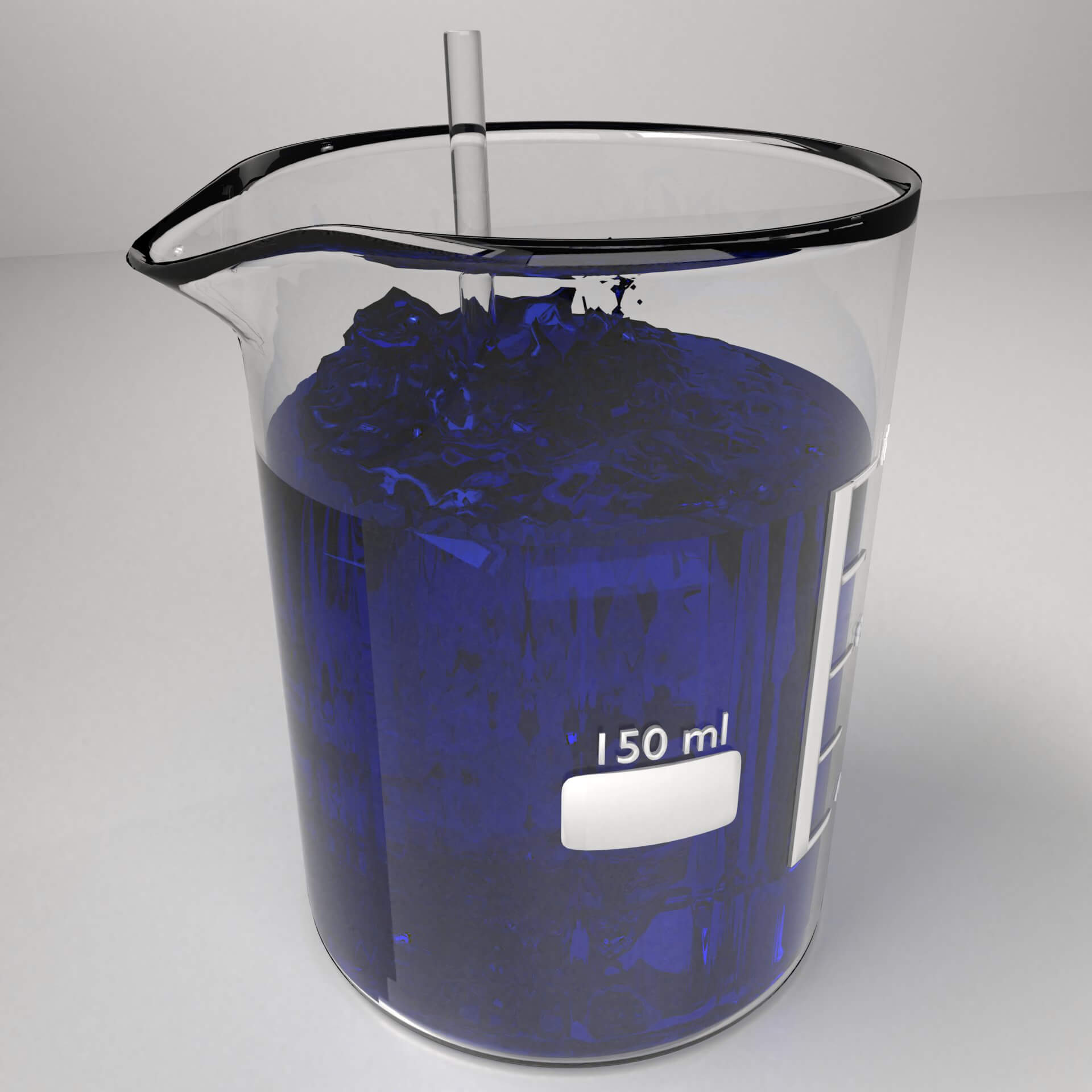 150 Ml Glass Beaker with Liquid and Rod - 3D Model by unos