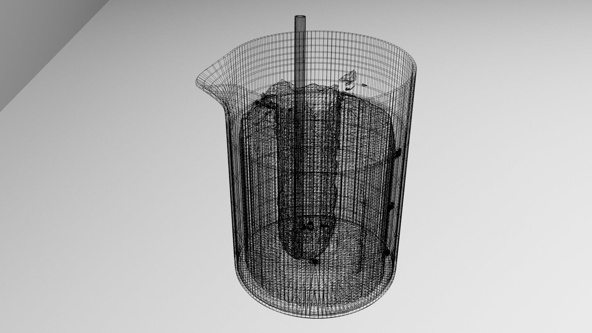 150 Ml Glass Beaker with Liquid and Rod - 3D Model by unos