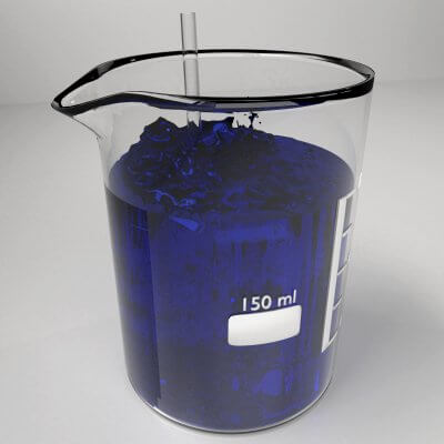 150 Ml Glass Beaker with Liquid and Rod - 3D Model by unos
