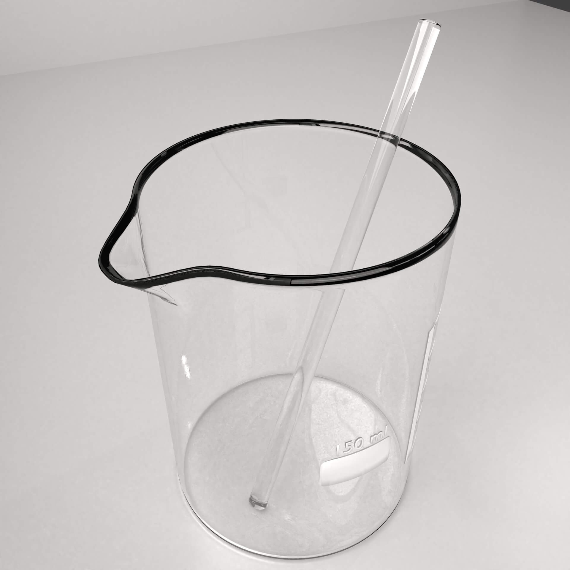 150 Ml Glass Beaker with Rod - 3D Model by unos