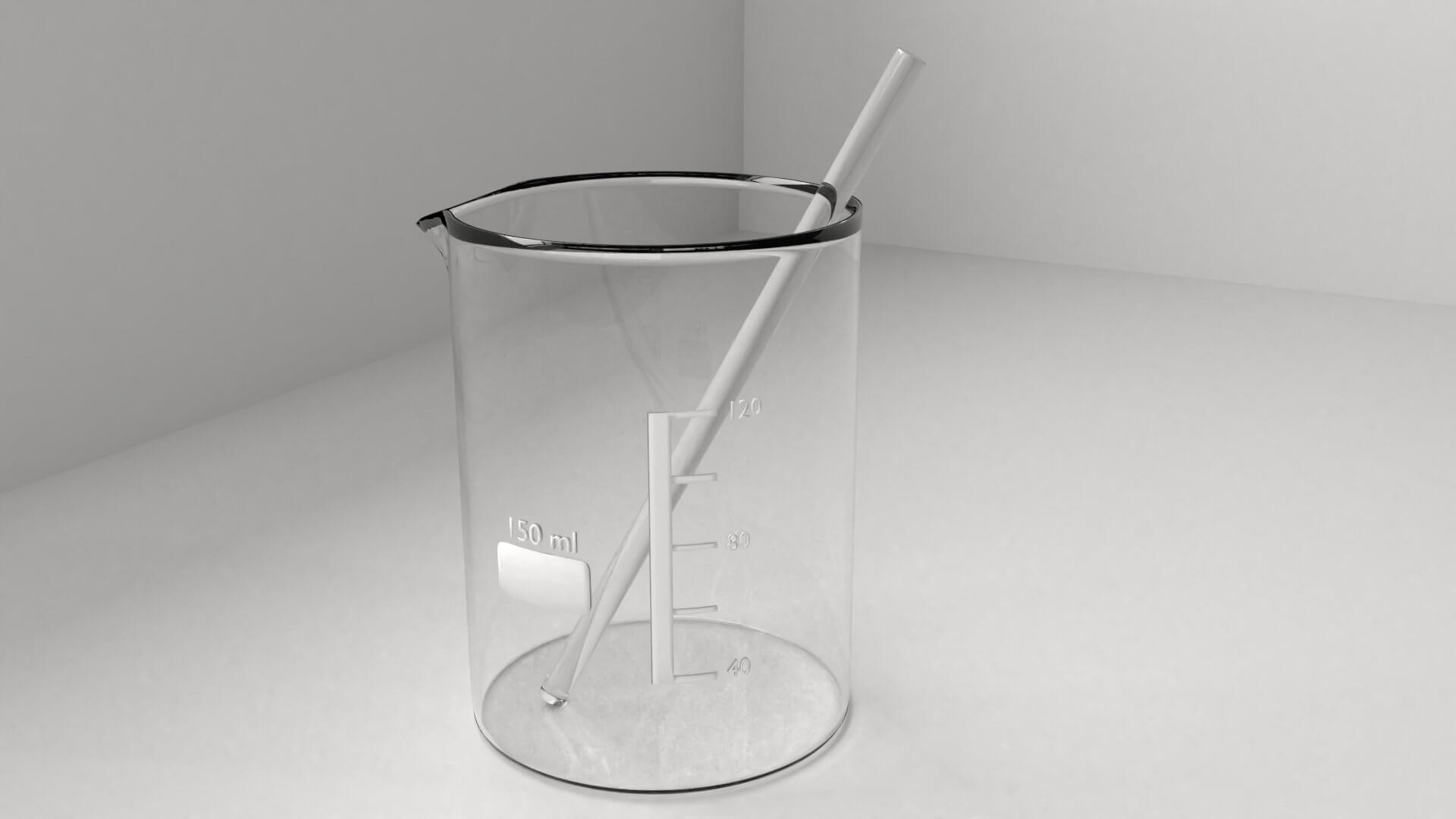 150 Ml Glass Beaker with Rod - 3D Model by unos