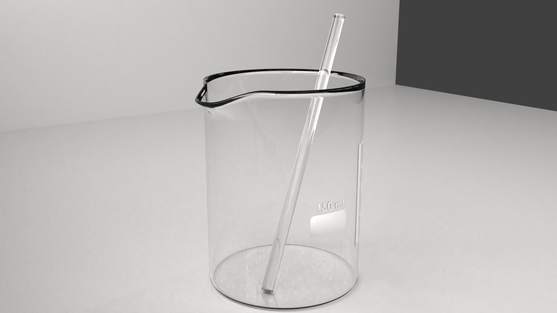150 Ml Glass Beaker with Rod - 3D Model by unos
