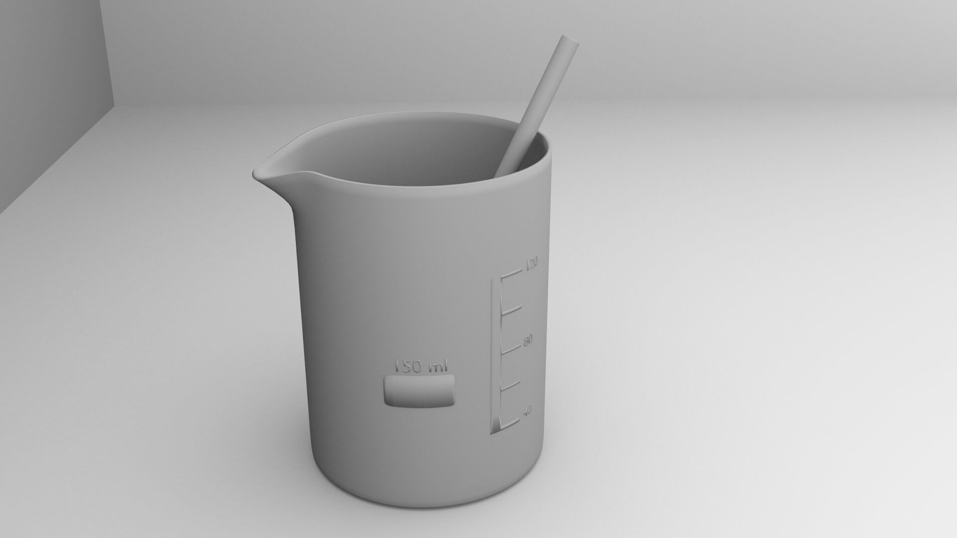 150 Ml Glass Beaker with Rod - 3D Model by unos