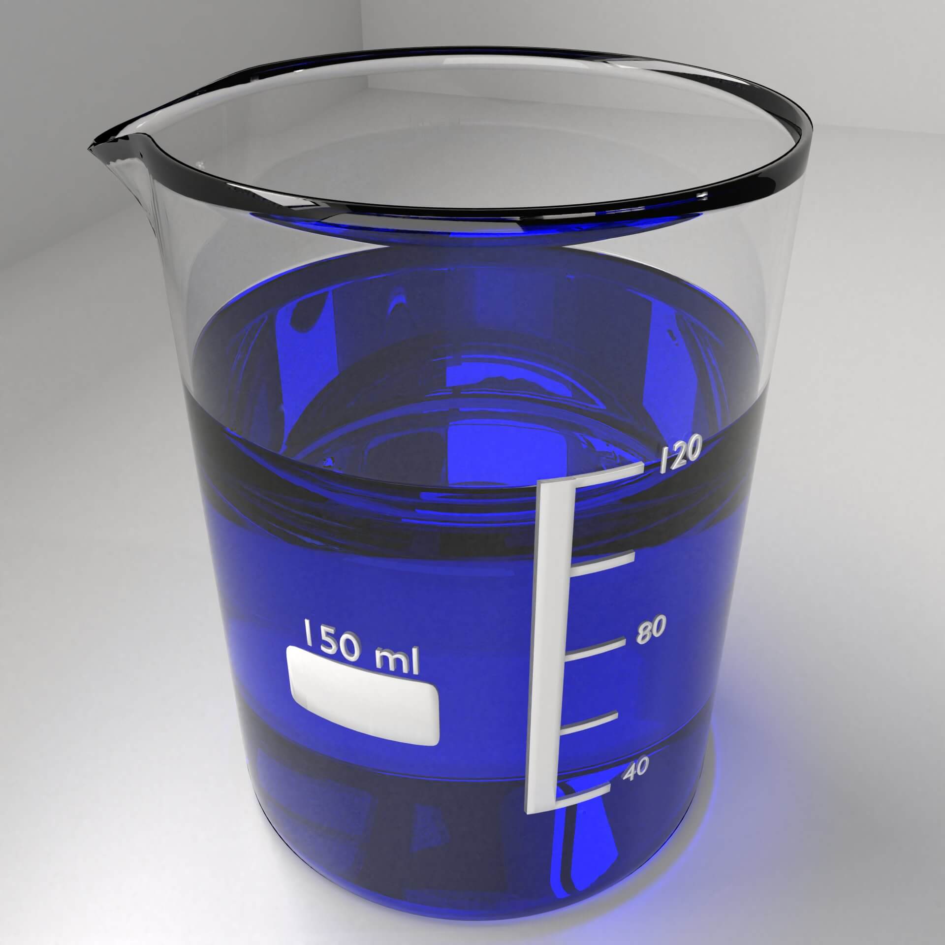 150ml Glass Beaker with Liquid - 3D Model by unos