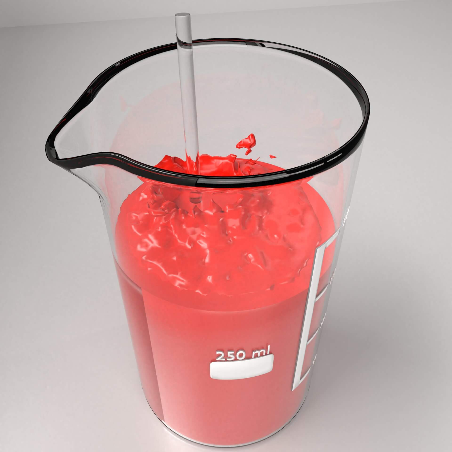 250 Ml Glass Beaker with Liquid 2 and Rod - 3D Model by unos