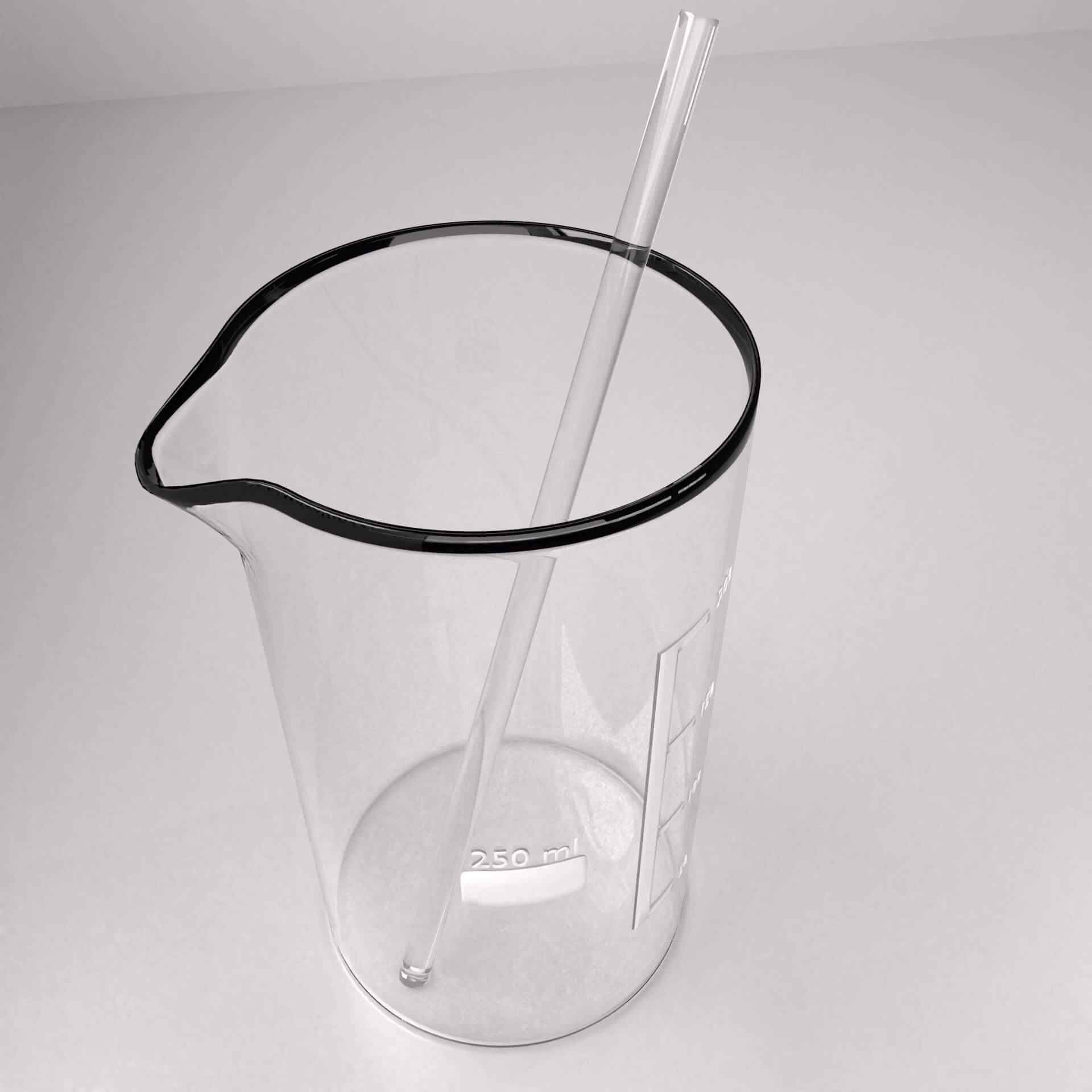 250 Ml Glass Beaker with Rod - 3D Model by unos