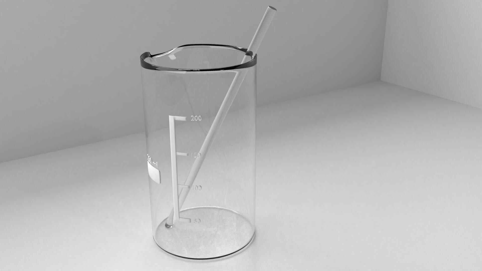 250 Ml Glass Beaker with Rod - 3D Model by unos